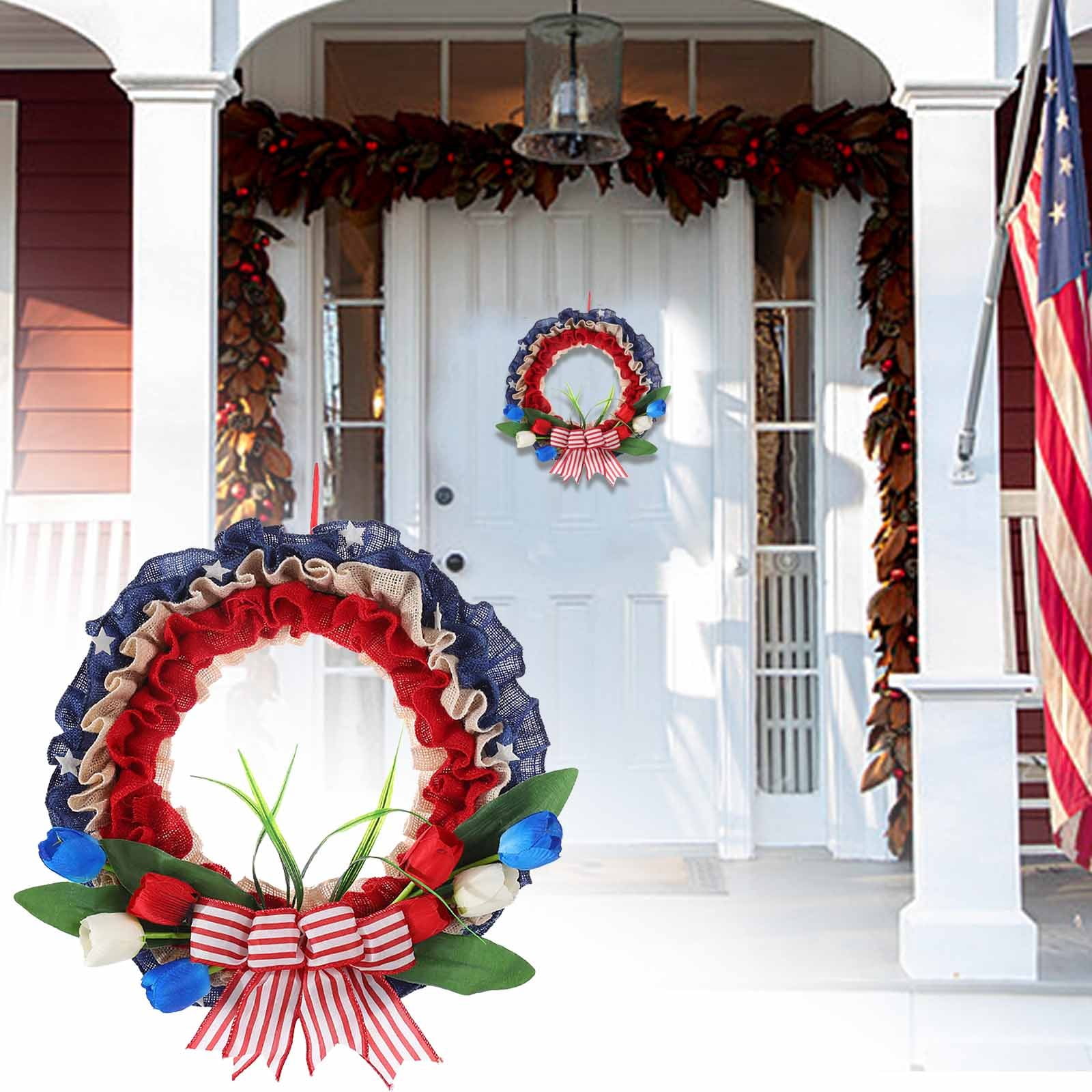 PALIFEUR 4th of July Wreath, 15.75 Inch Patriotic Wreaths for Front ...
