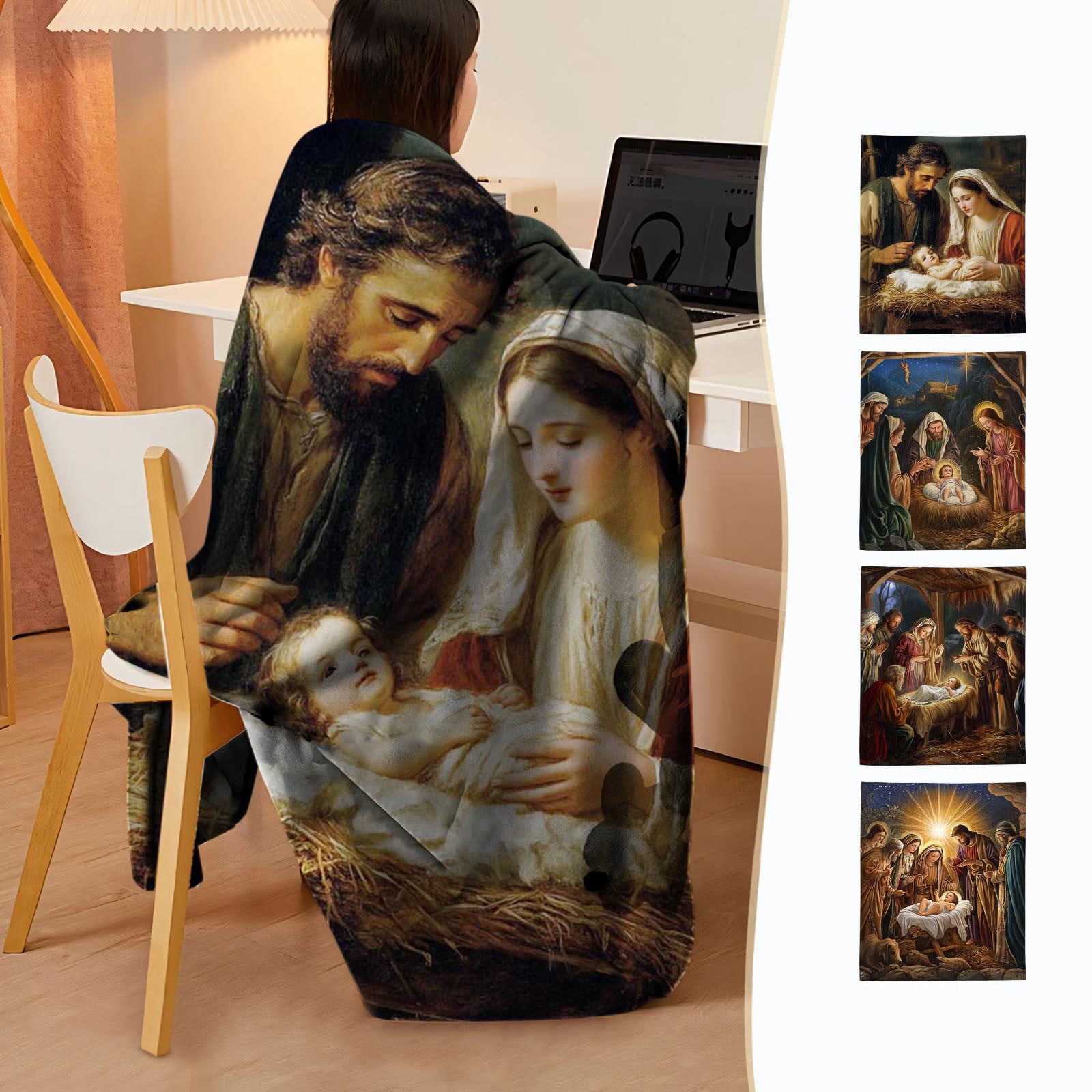 PALIFEUR Christmas Throw Blanket, Super Soft Warm Jesus Blanket for ...