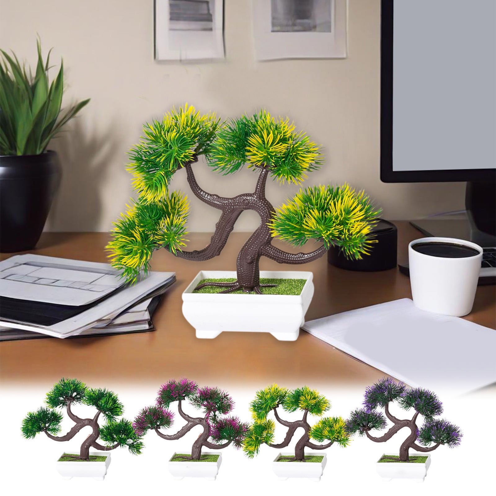 PALIFEUR Fake Plants Eucalyptus Stems Potted, No Fade Artificial Plants ...