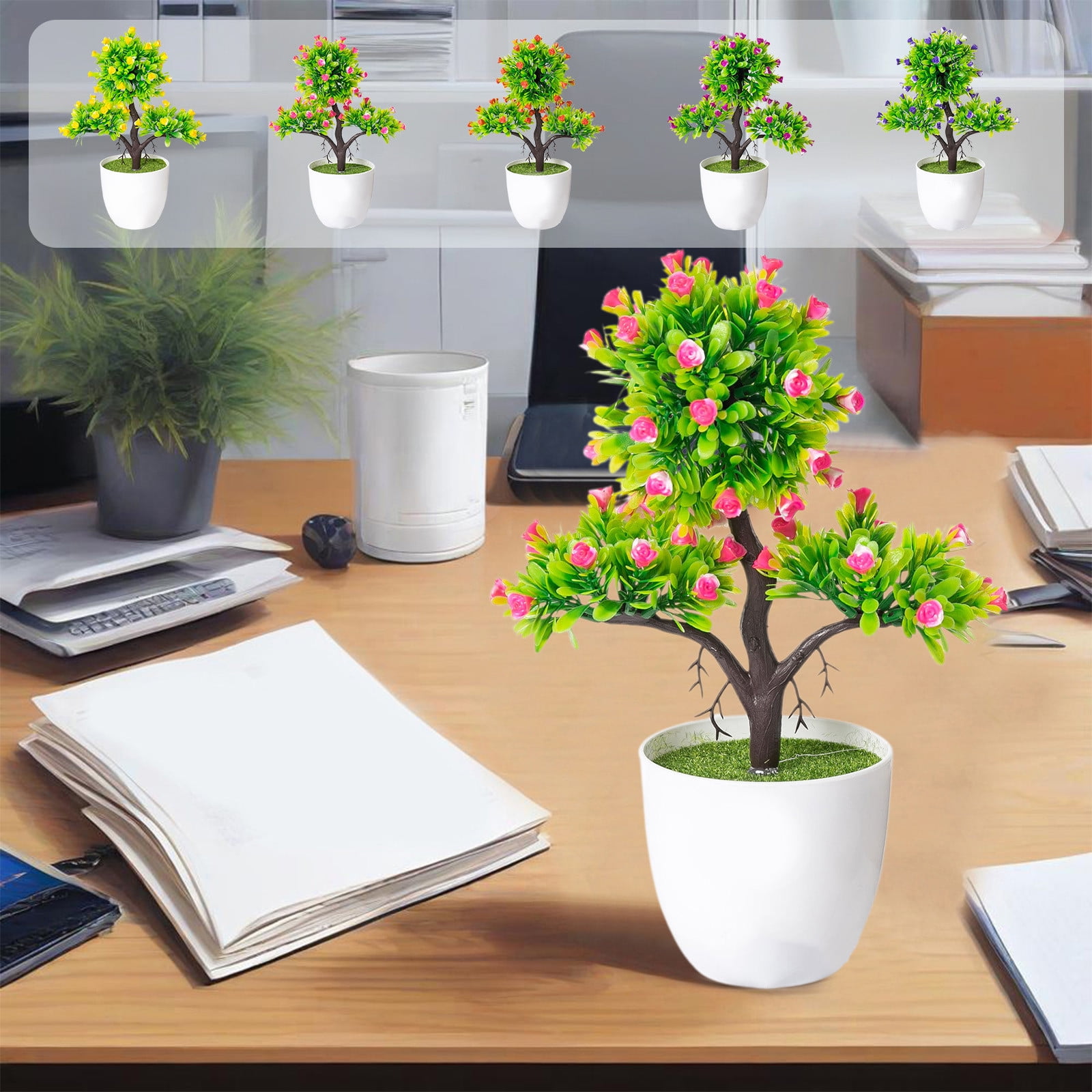 PALIFEUR Fake Plants Eucalyptus Stems Potted, No Fade Artificial Plants ...