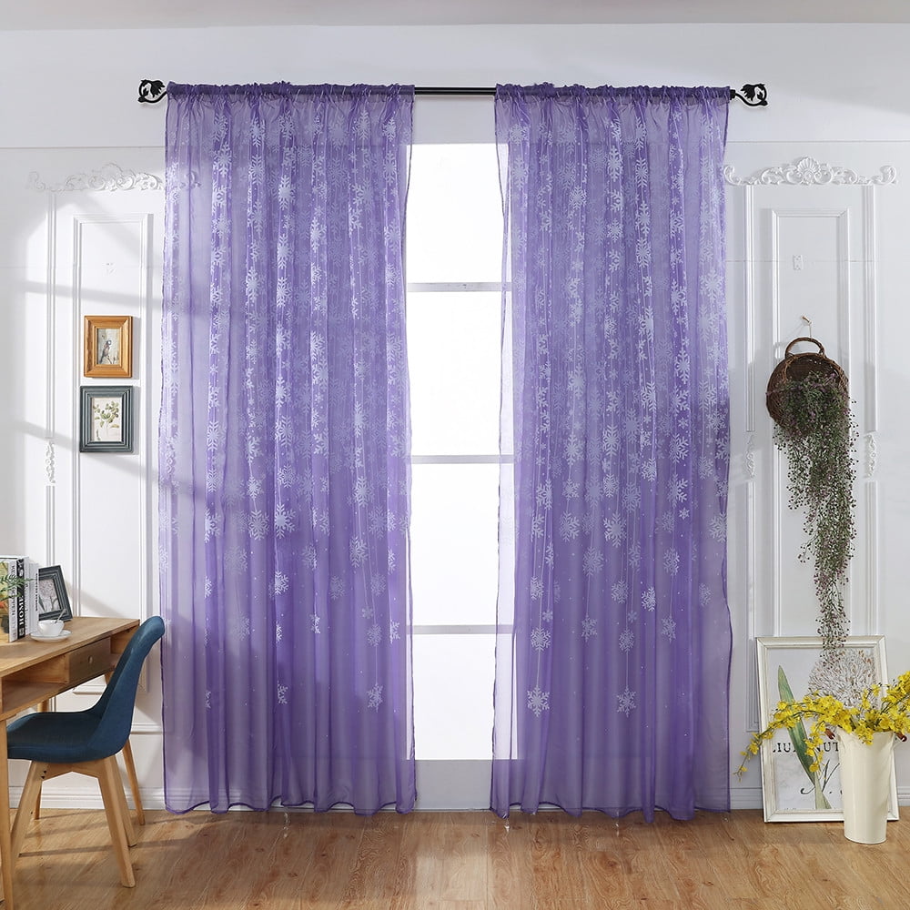 PALIFEUR Snowflake Sheer Curtains, Transparent Window Curtains for ...