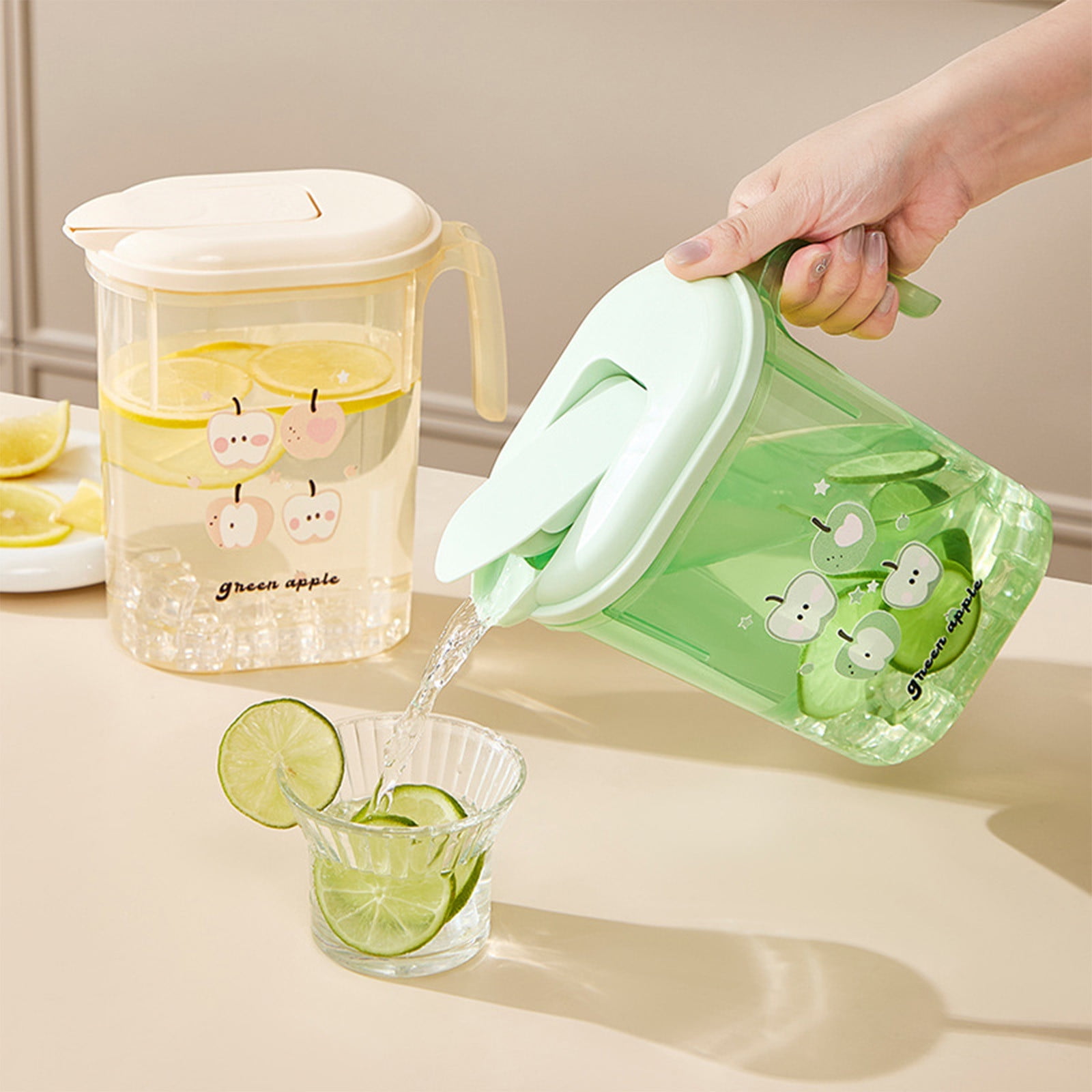 PALIFEUR Water Pitcher with Lid, 2 L Plastic Pitcher for Tea & Juice ...