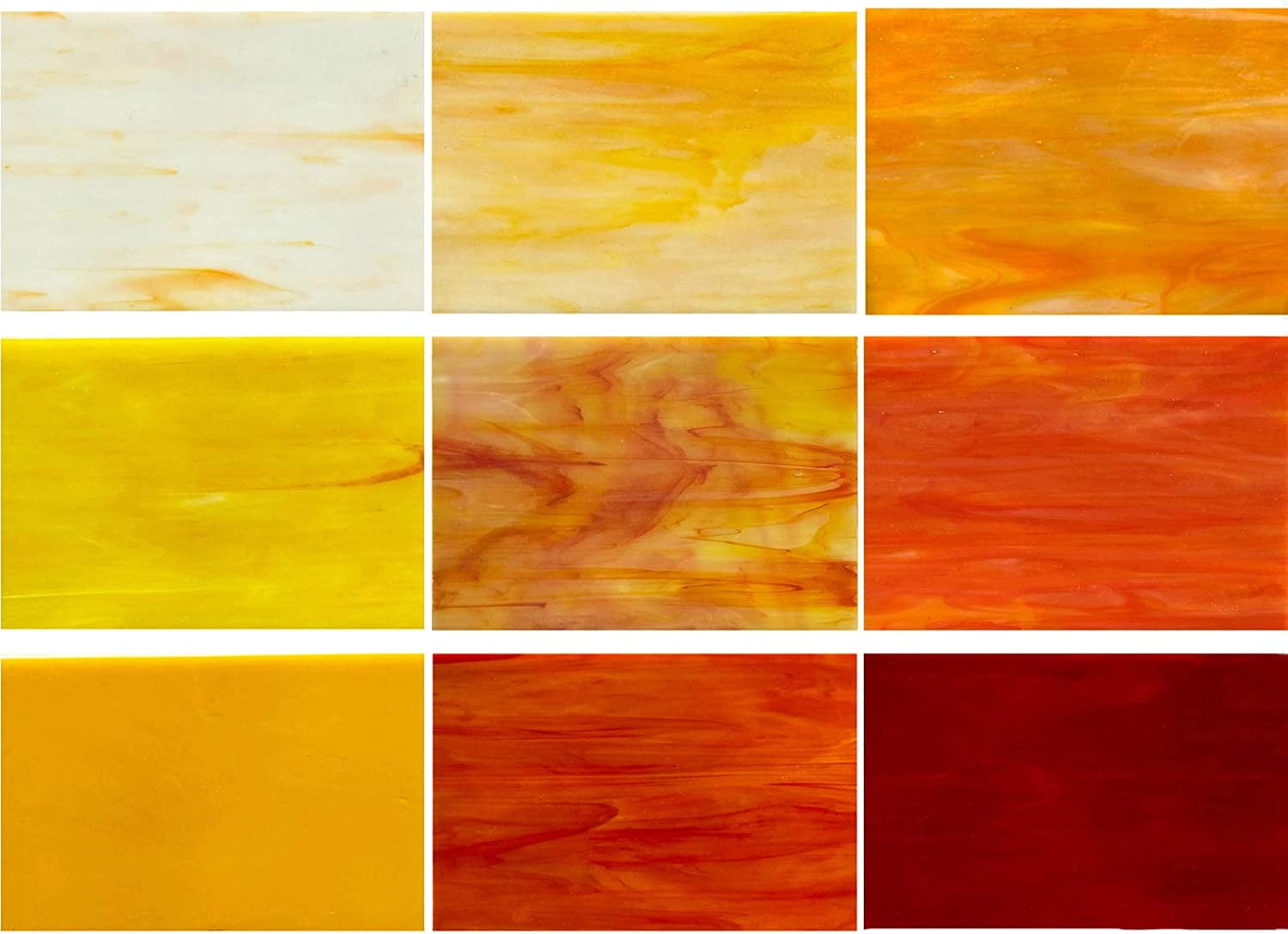 PALJOLLY 9 Pack Yellow Stained Glass Sheets, 4 x 6 inch Mosaic Glass ...