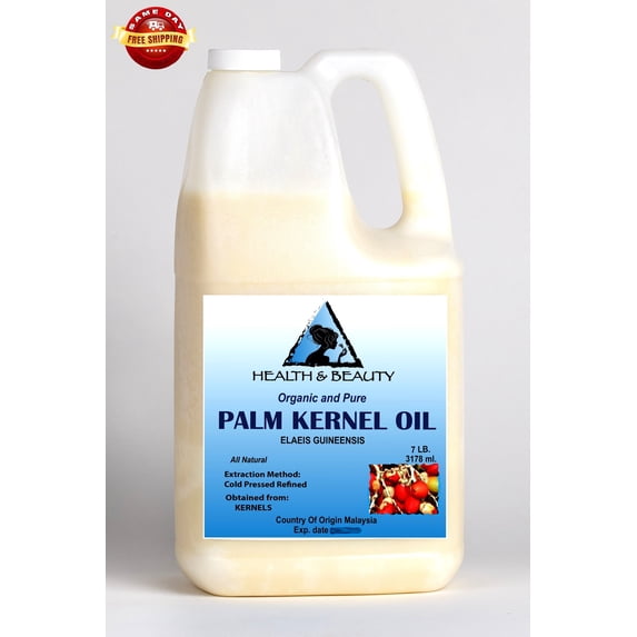 H&B Oils Center Co, Palm Kernel Oil, Cold Pressed, 100% Pure, 7 LB ...