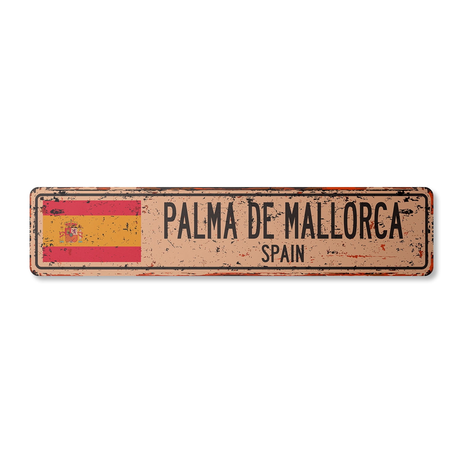 PALMA DE MALLORCA SPAIN Vintage Aluminum Street Sign Spaniard flag city ...