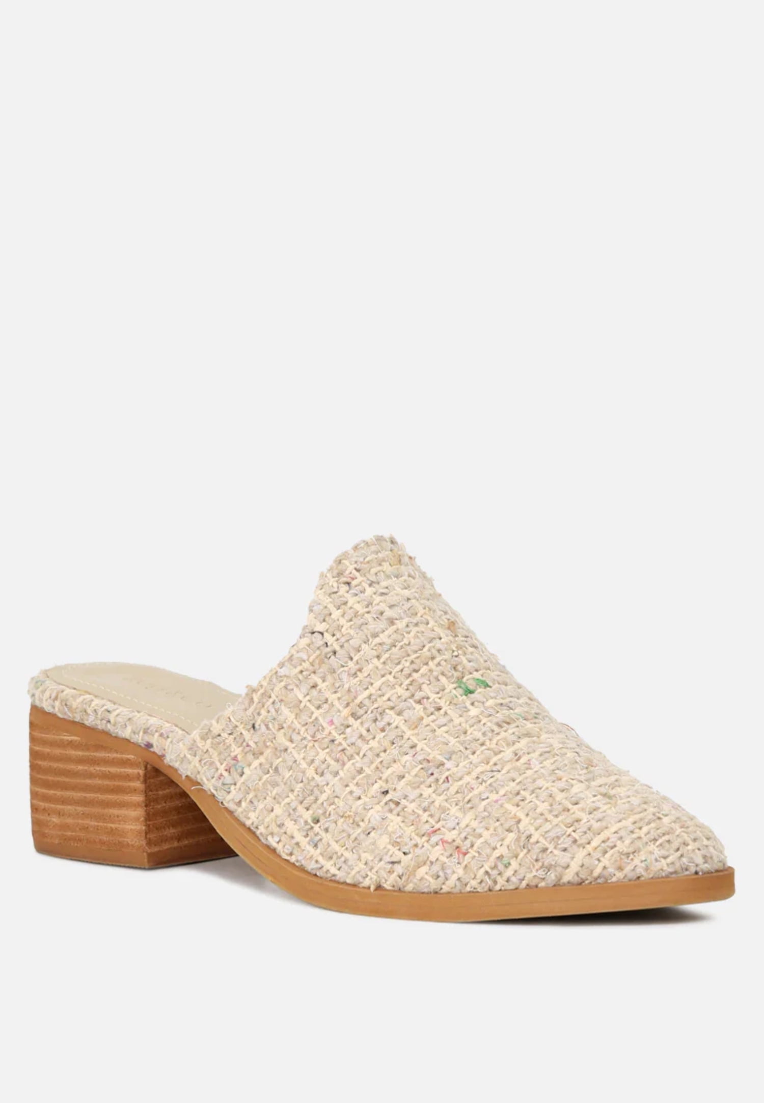 PALMA Natural Stacked Heel Mules - Walmart.com