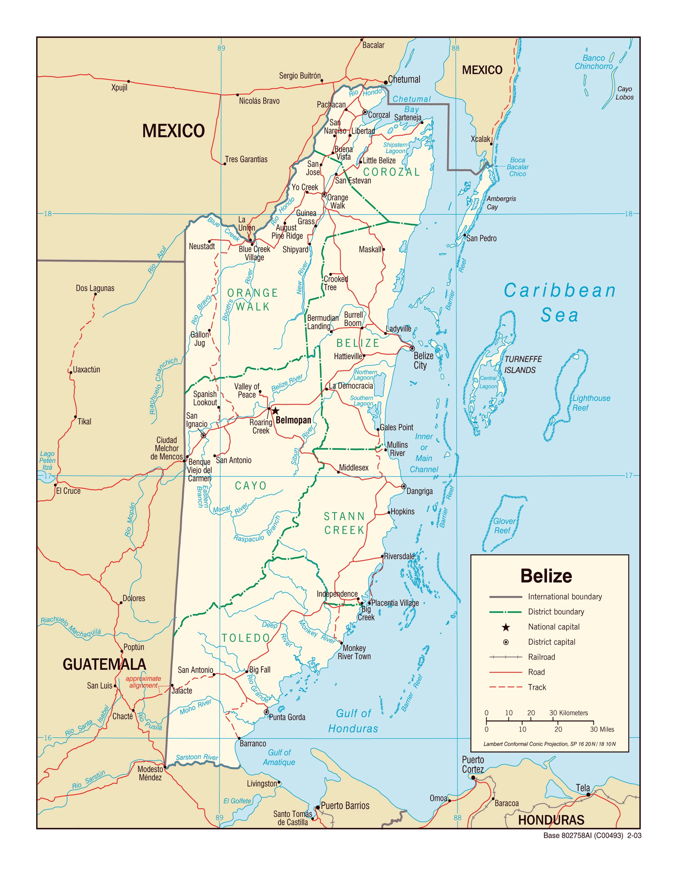 PALMETTO POSTERS Large Political And Administrative Map Of Belize ...