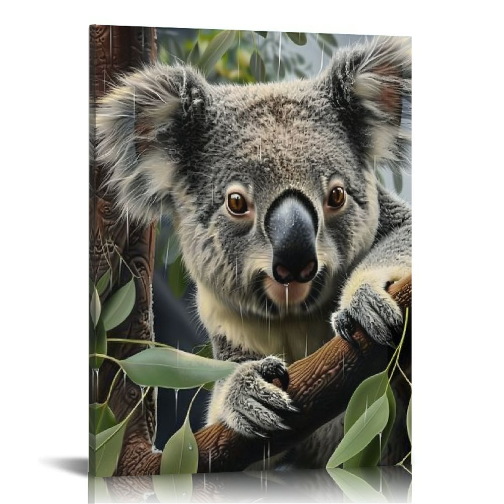 PALNKART A Little Koala On The Branch, Australian Koala Wall Art, Koala Watercolor Prints, Koala ...