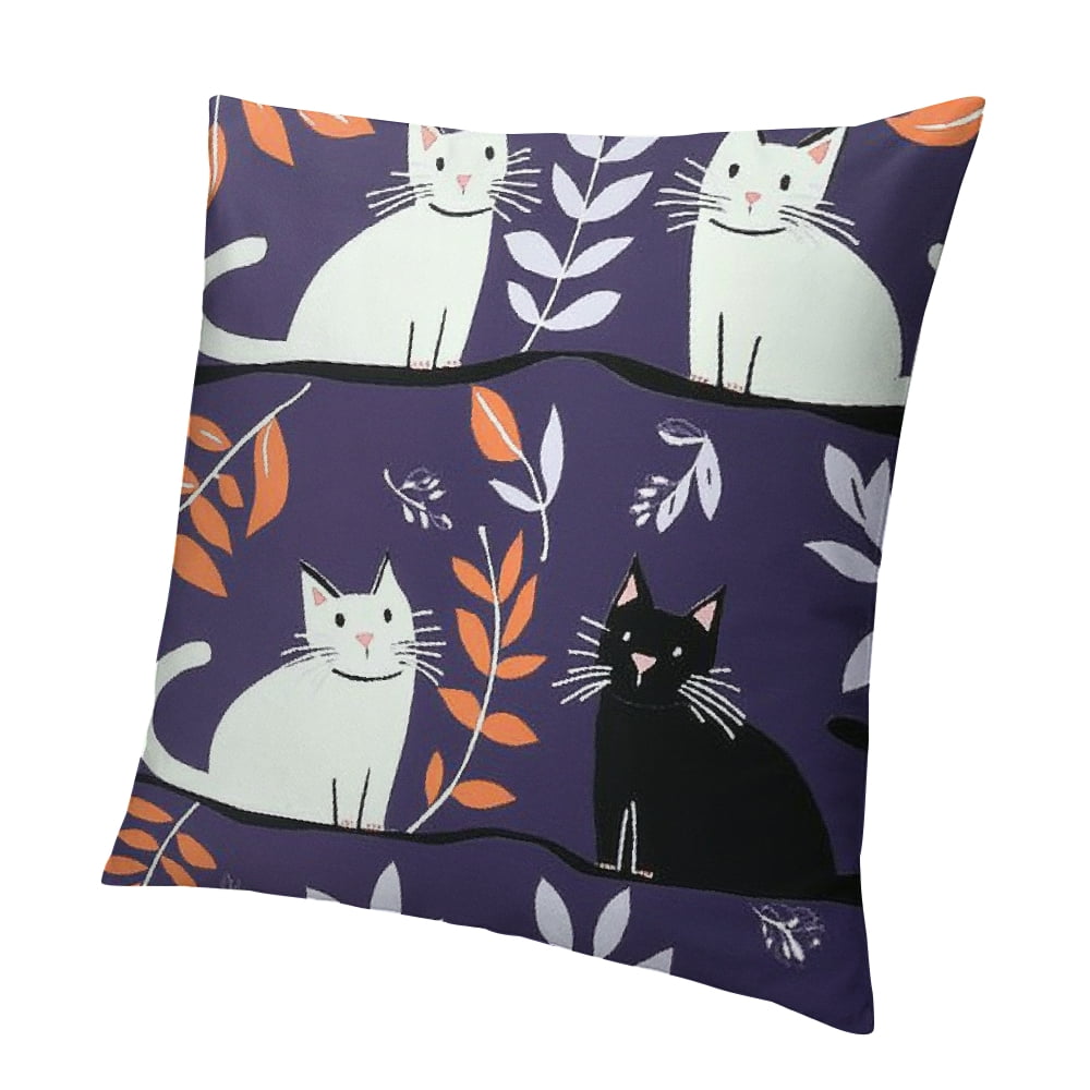 PALNKART Cartoon Cats Single Pack Pillow Cover ,Cute Bow-tie Botanical ...