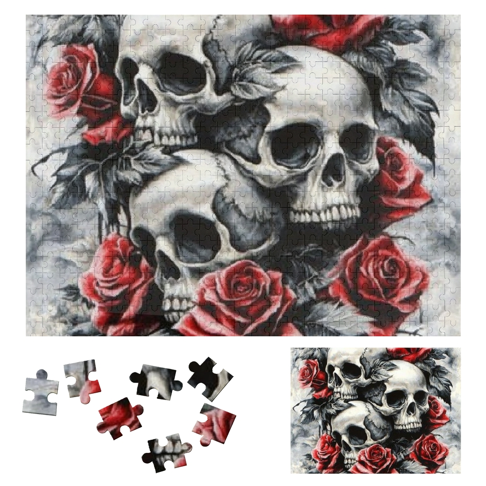 PALNKART Challenging Gothic Wood Puzzles for Adults Skulls Roses Art ...