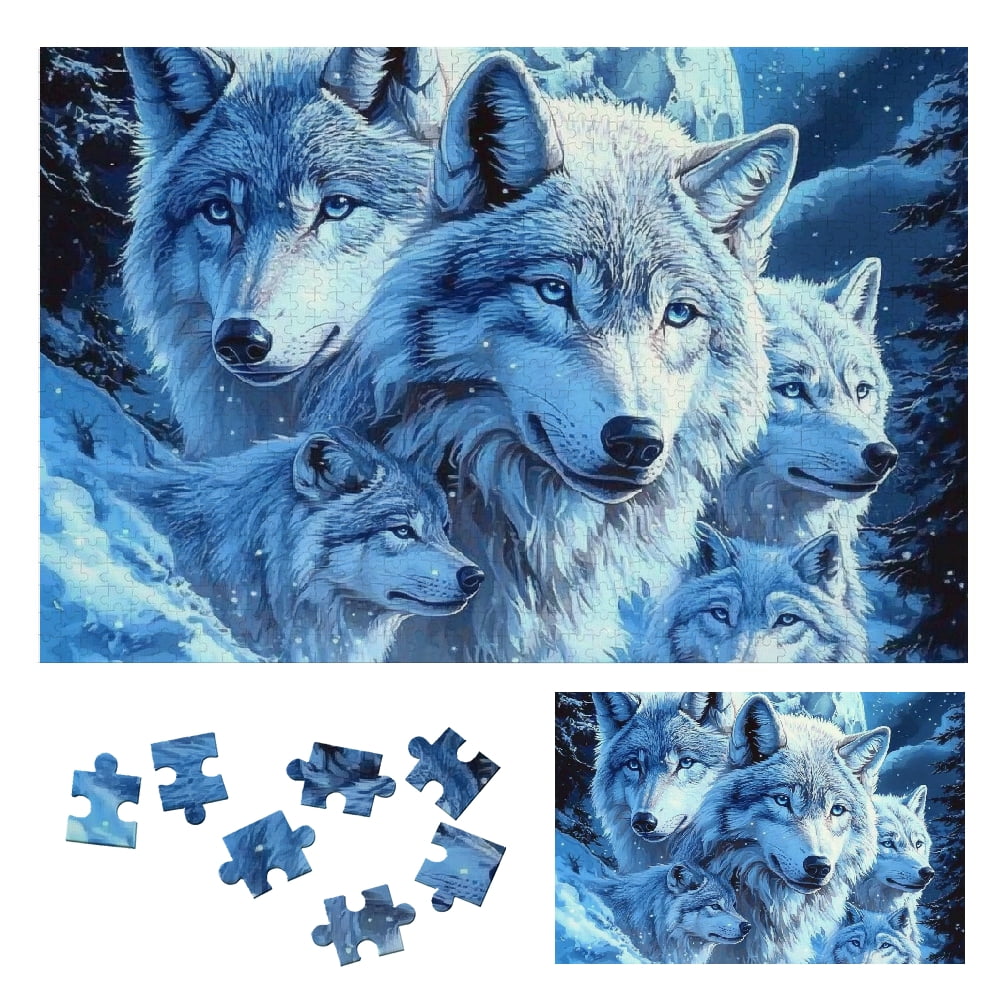PALNKART Challenging Wood Puzzles for Adults Wolves Snow Moon Gift 1000 ...