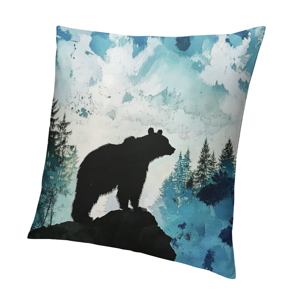 PALNKART Cute Bear Throw Pillow Covers Soft Wild Animal Decorative ...