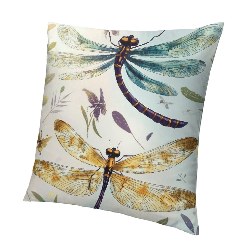 PALNKART Cute Dragonfly Throw Pillow Covers ,Dragonflies Flying Animals ...