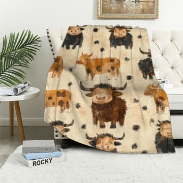 Soft Pattern Cowhide Plush Fleece Blanket: Warm Throw for Sofa, Living ...