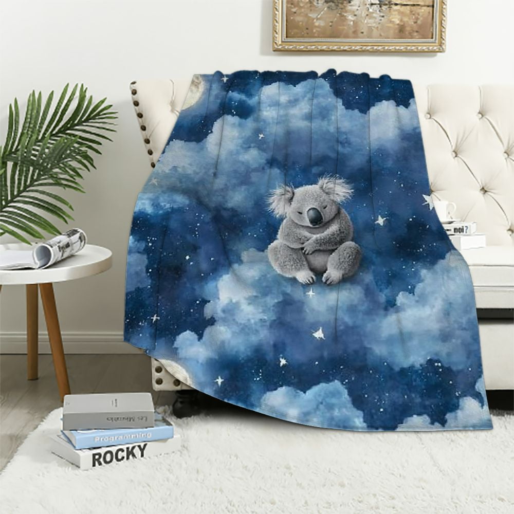 PALNKART Cute Koala Blanket - Sweet Sleepy Koalas Moon and Star Throw ...