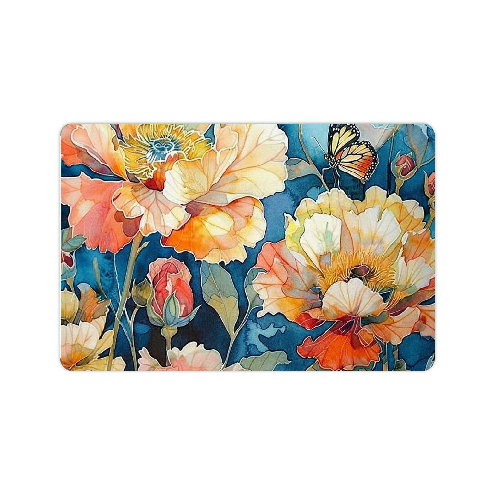 PALNKART Fast Absorption Diatom Mud Bath Rug Mat Flowers Butterfly ...