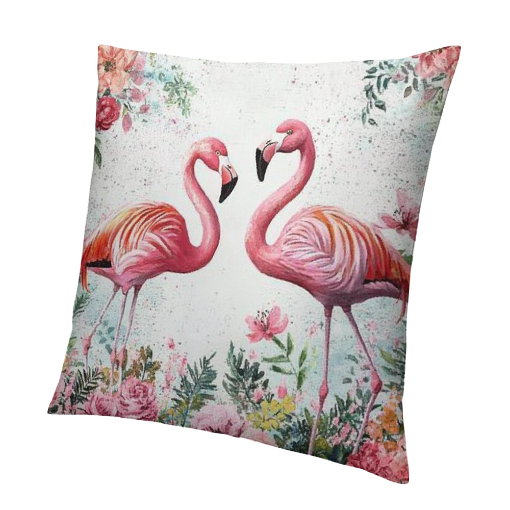 PALNKART Flamingo Throw Pillow Covers Decorative Tropical Leaves ...