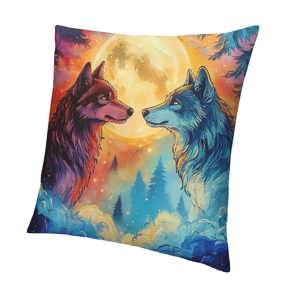 PALNKART Wolf Pillow Case Cover,Wild Animal Hunting Rustic Soft Square ...