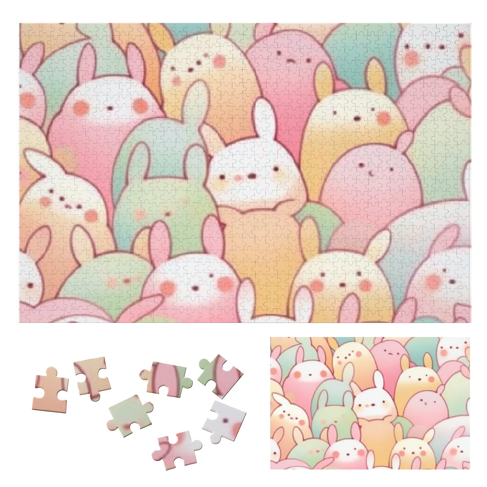 PALNKART Wooden Jigsaw Puzzle Bunny Rabbits Color Ears Pattern Gift ...