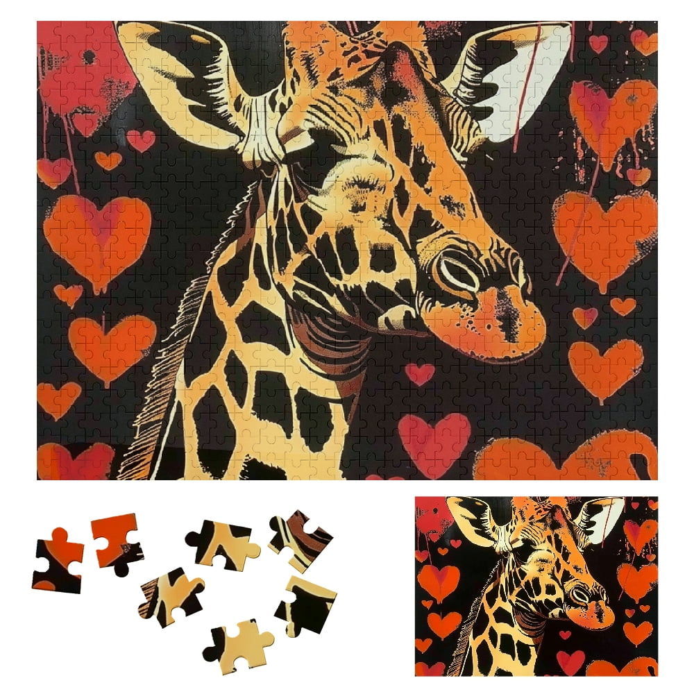 PALNKART Wooden Jigsaw Puzzle Giraffe Hearts Eco-Friendly Gift 500 PCS ...