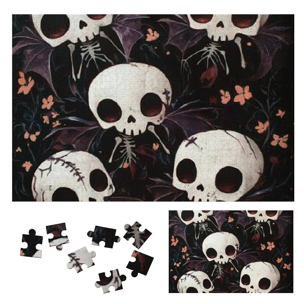 PALNKART Wooden Jigsaw Puzzle Skulls Skeleton Gothic Art Gift 1000 PCS ...