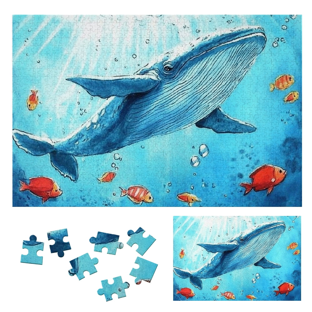 PALNKART Wooden Jigsaw Puzzle Whale Fish Ocean Natural Gift 1000 PCS ...