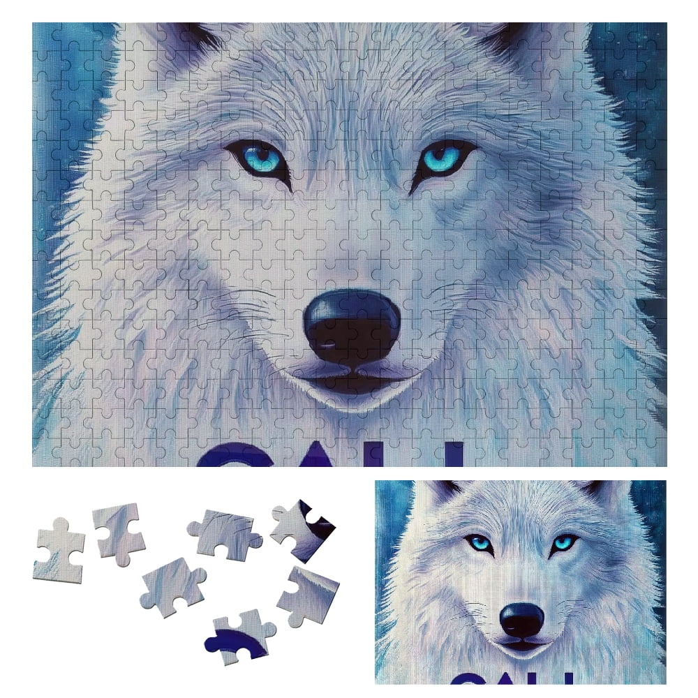 PALNKART Wooden Jigsaw Puzzle Wolf Blue Eyes Gift for Family Friends ...