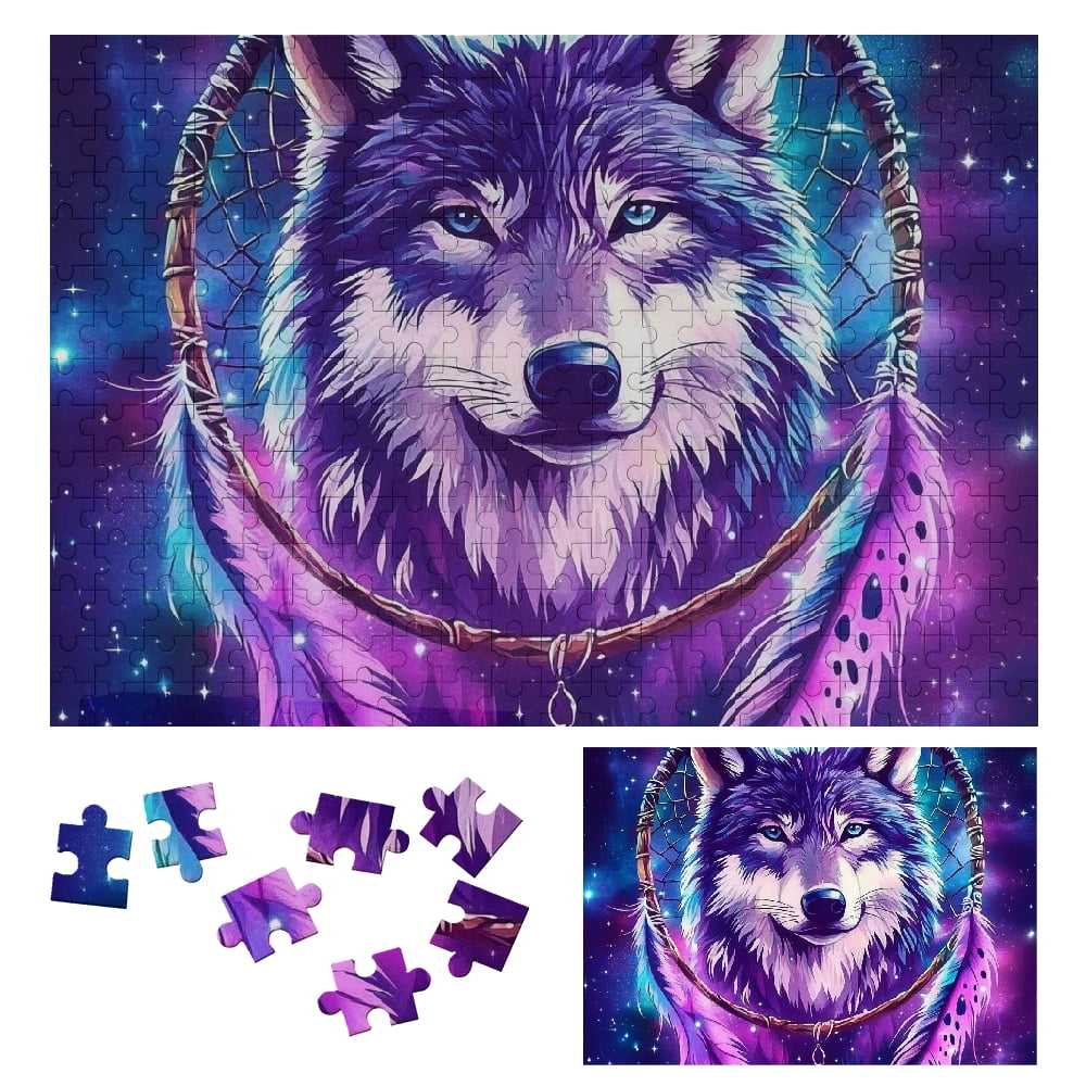 PALNKART Wooden Jigsaw Puzzle Wolf Dream Catcher Stars Gift 300 PCS ...