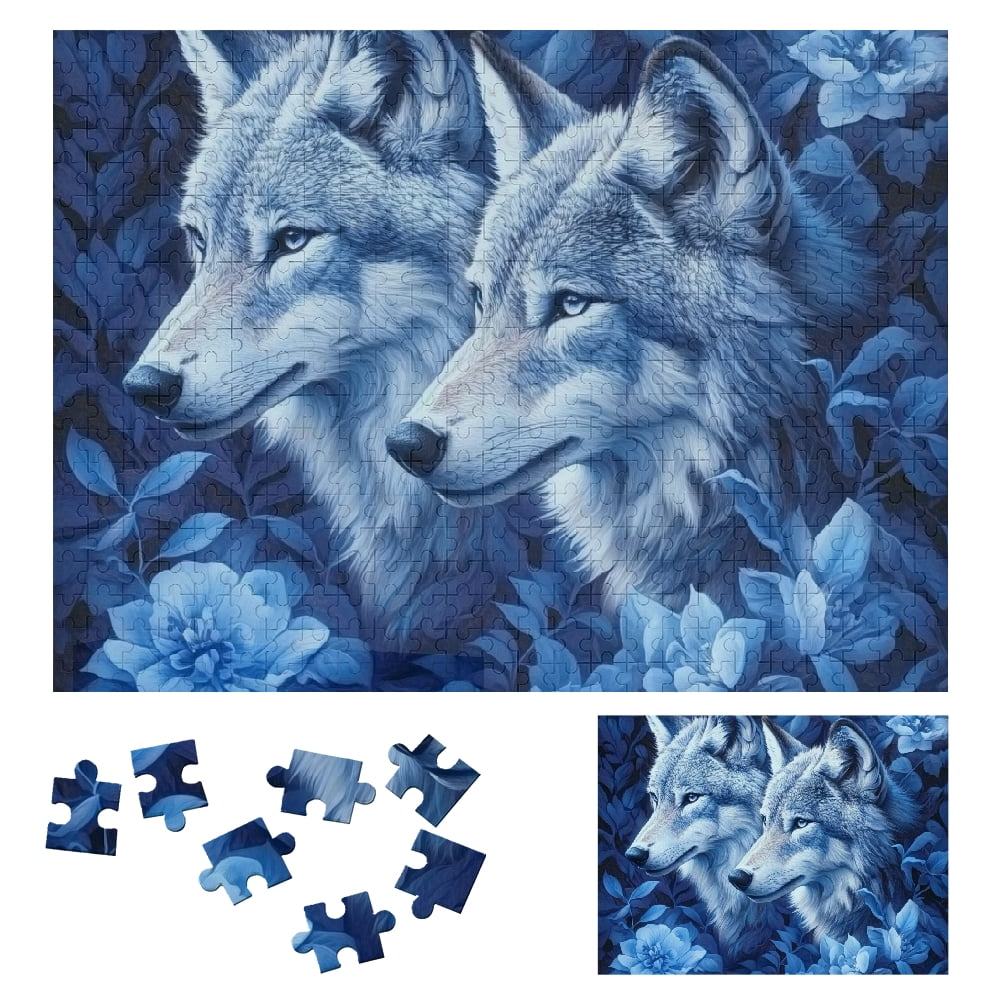 PALNKART Wooden Jigsaw Puzzle Wolves Flowers Gift for Family Friends ...