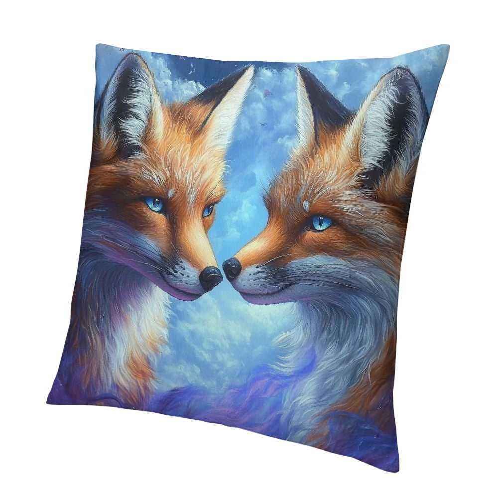 PALNKART fox Pillow Case Cover,Night Scenery Soft Square Pillow Cover ...