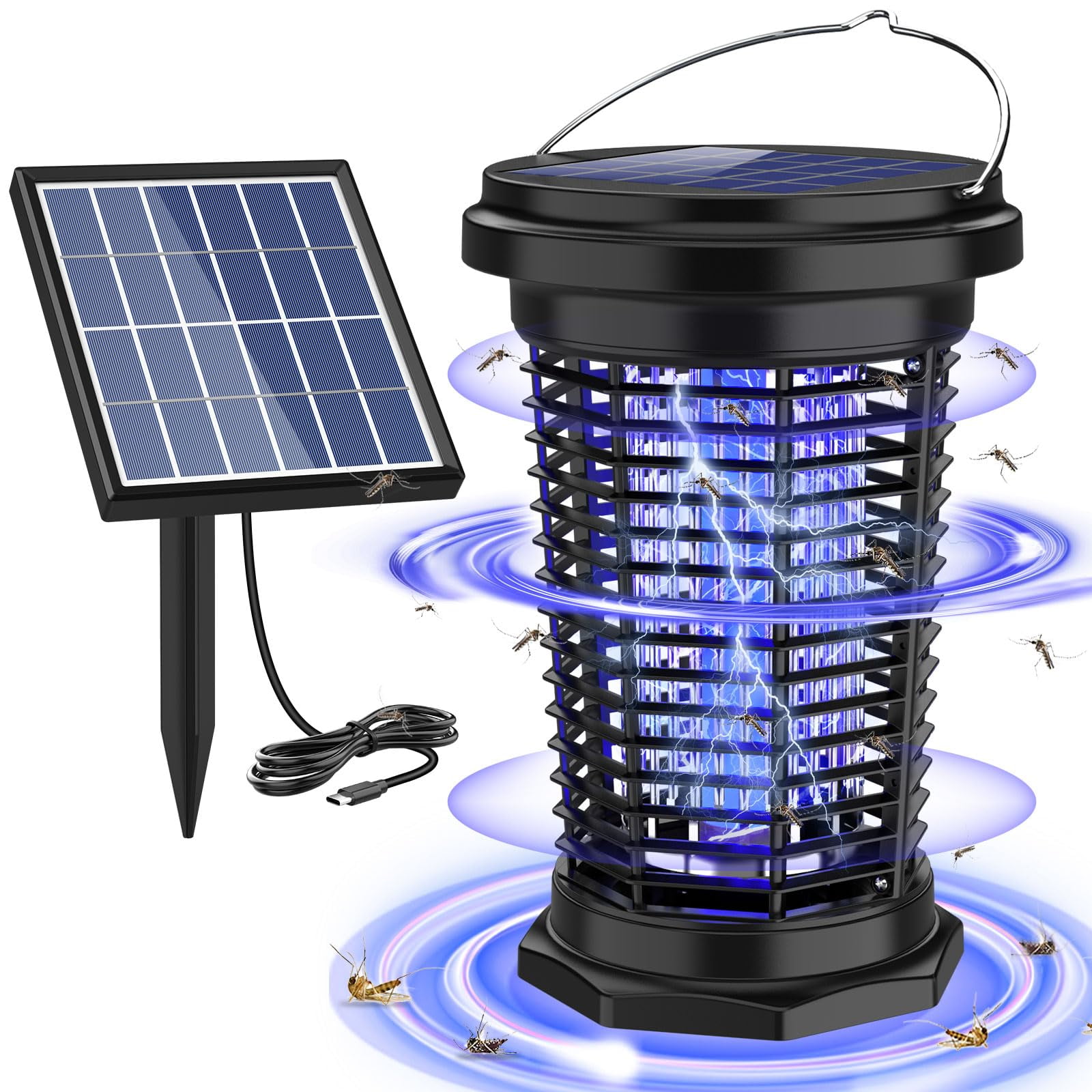 PALONE Bug Zapper for Outdoor & Indoor with 5.5W Solar Panel Charging ...