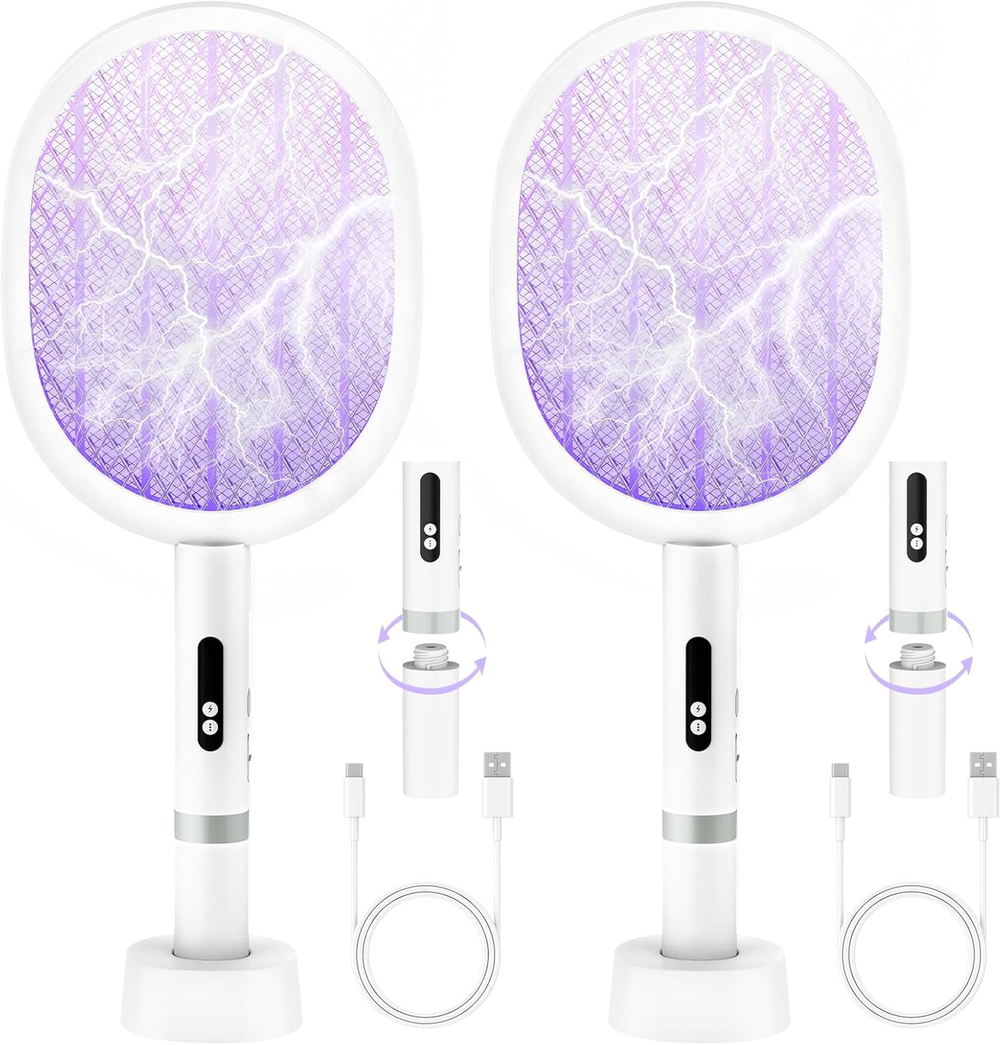 PALONE Electric Fly Swatter, Type-C Rechargeable Bug Zapper Racket ...