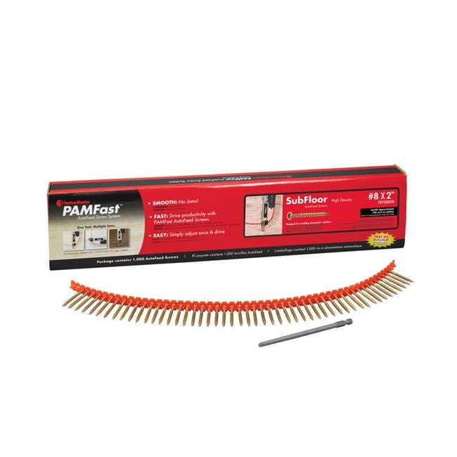 PAM FDYZ8200 Yellow Zinc 17pt Collated 8 x 2" Screw, 1000 Screws/Box ...