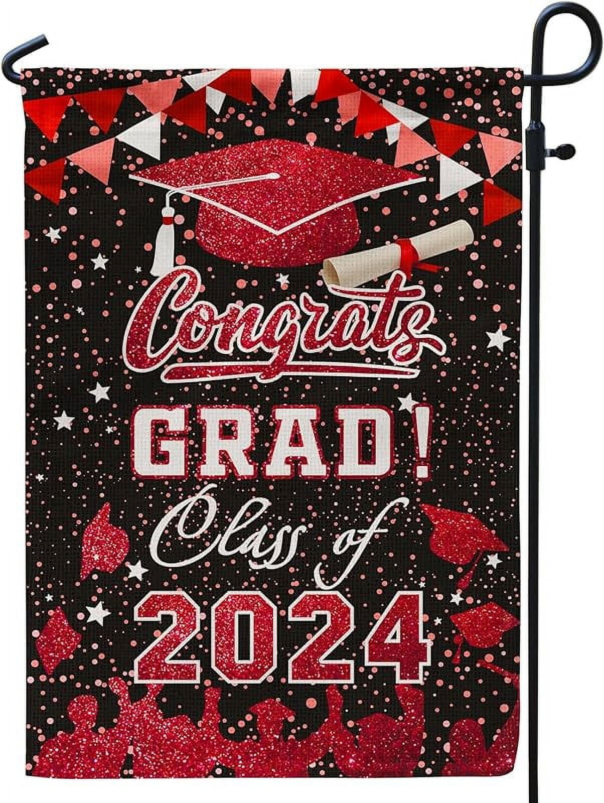 PAMBO Graduation Garden Flag Class of 2024, Blue Congrats Grade Flag ...