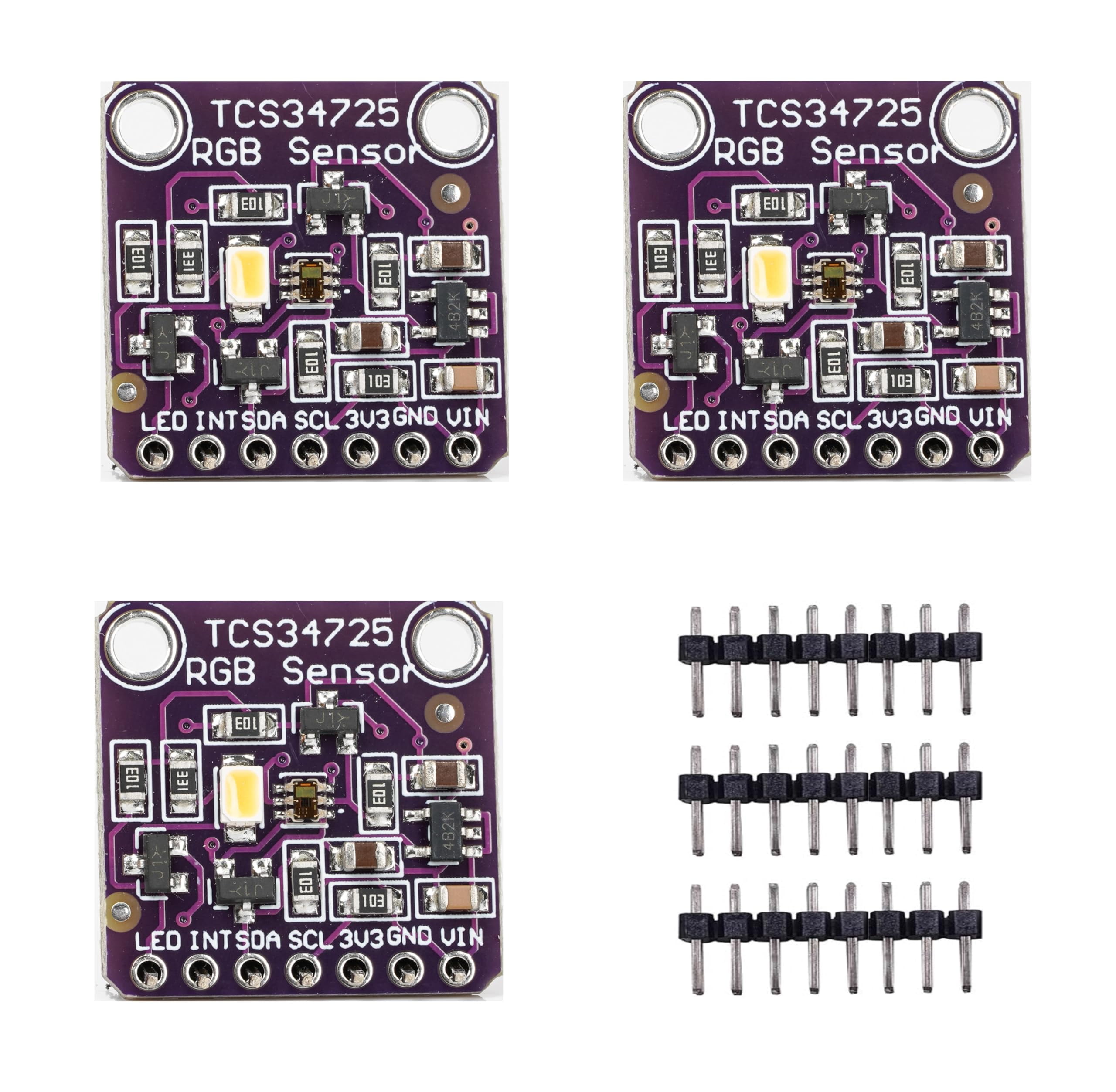 PAMEENCOS 3pcs TCS34725 Color SSF20 Sensor RGB Development Module, TCS34725 RGB Light Color ...