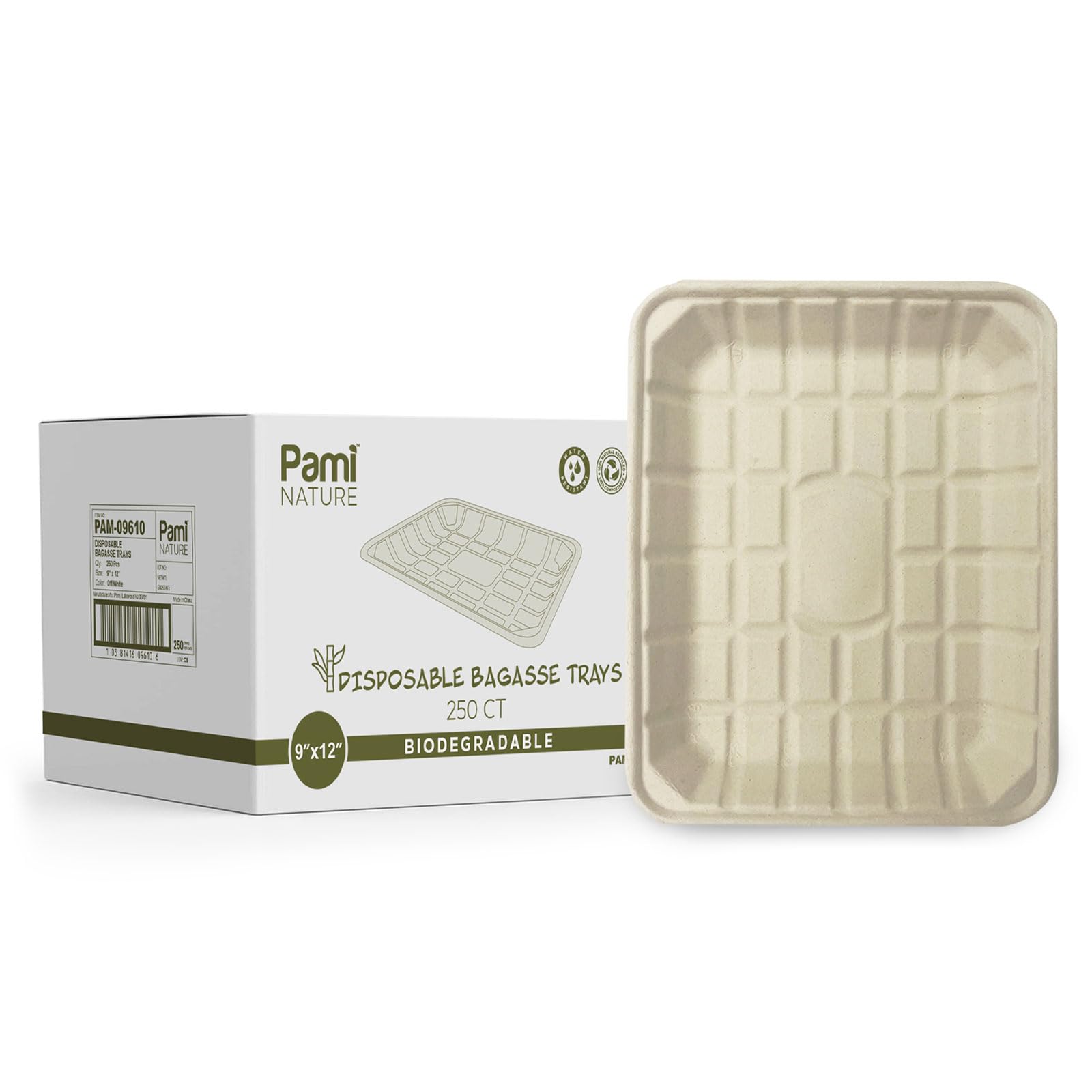 PAMI 100% Biodegradable Disposable Bagasse Trays AFN1[Pack of ...