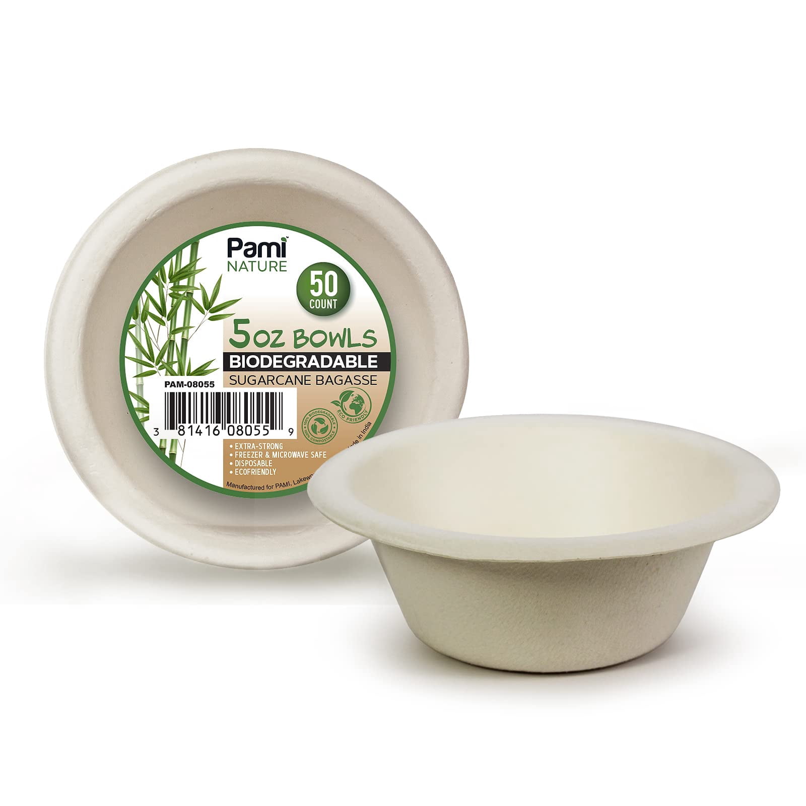 PAMI 100% Biodegradable Sugarcane DEF29 Bowls [Pack of Compostable Soup ...