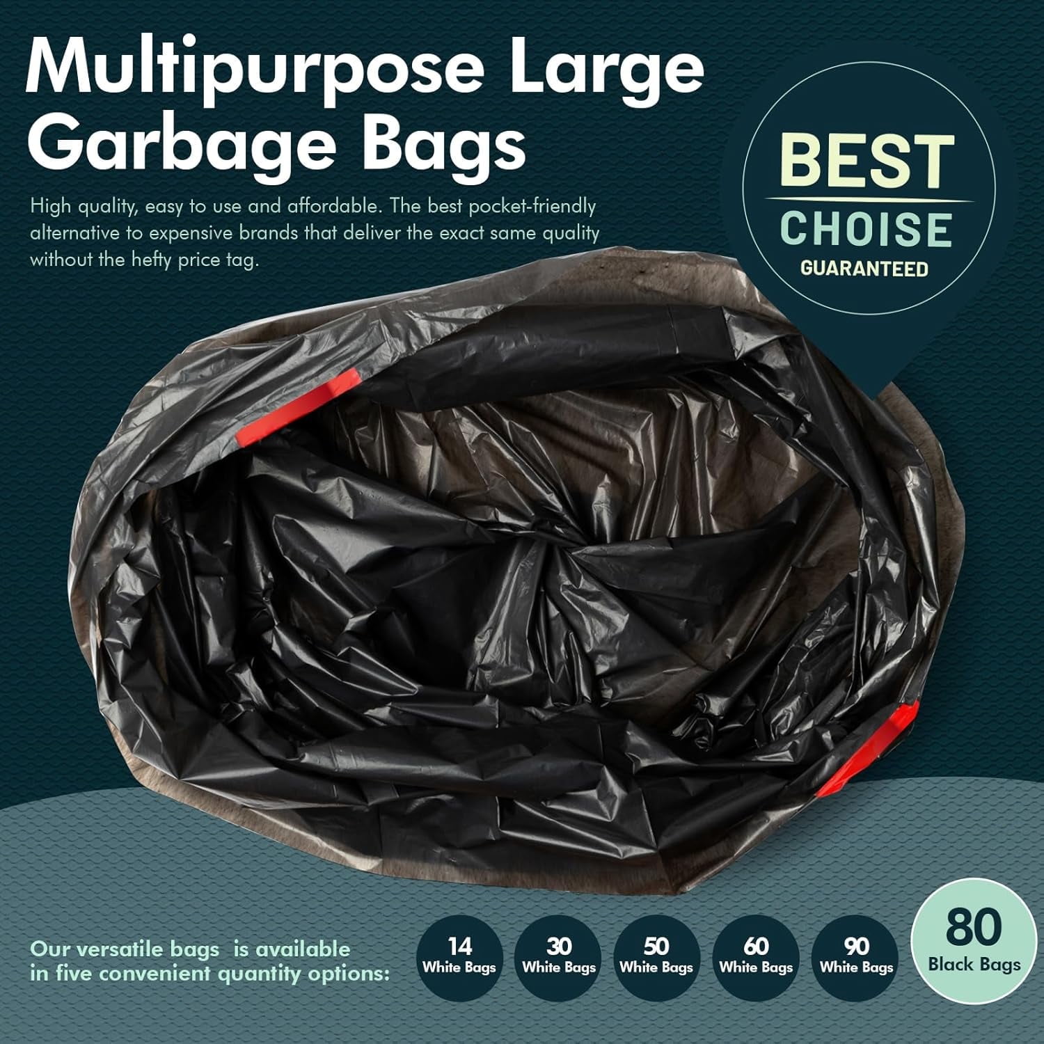 PAMI 13-Gallon Tall Drawstring Trash Bags, Thick Trash Can Liners ...