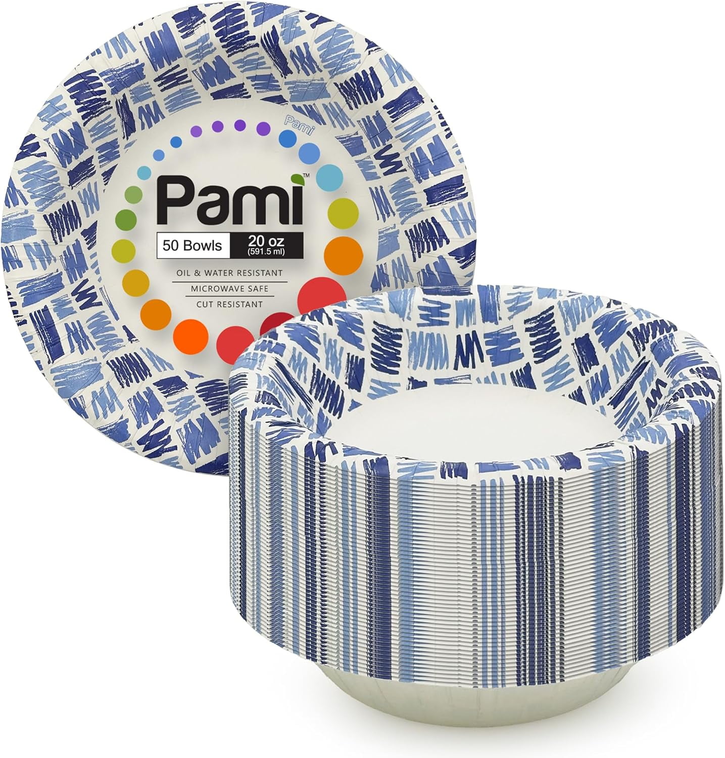 PAMI 20 oz Paper Bowls Heavy Duty Disposable Soup Bowls Microwave Safe ...
