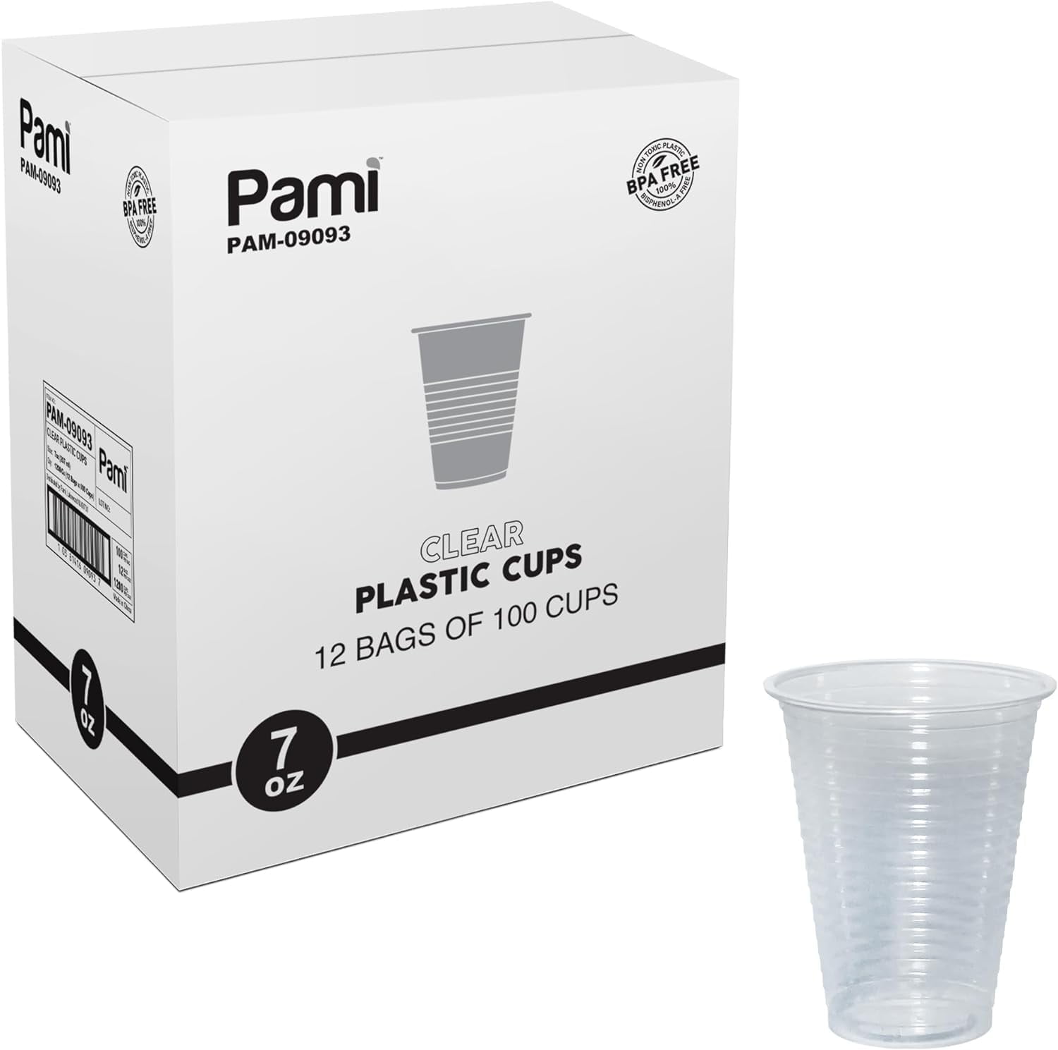PAMI 7 Oz Clear Plastic Cups, Disposable Drinking Cups for Party, 1200 ...