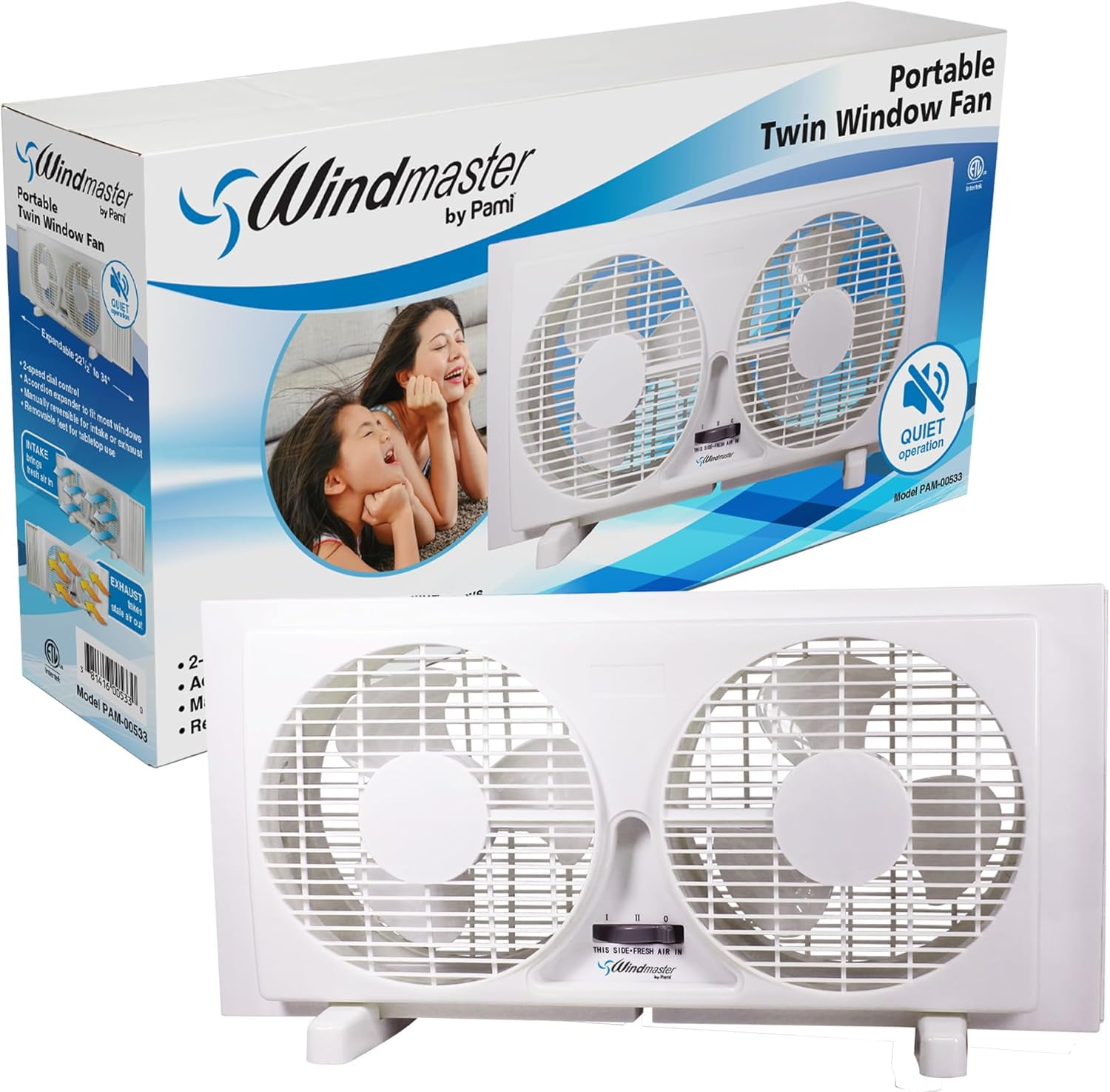 PAMI 9 Inch Twin Window Fan with Reversible Airflow, Portable AC ...