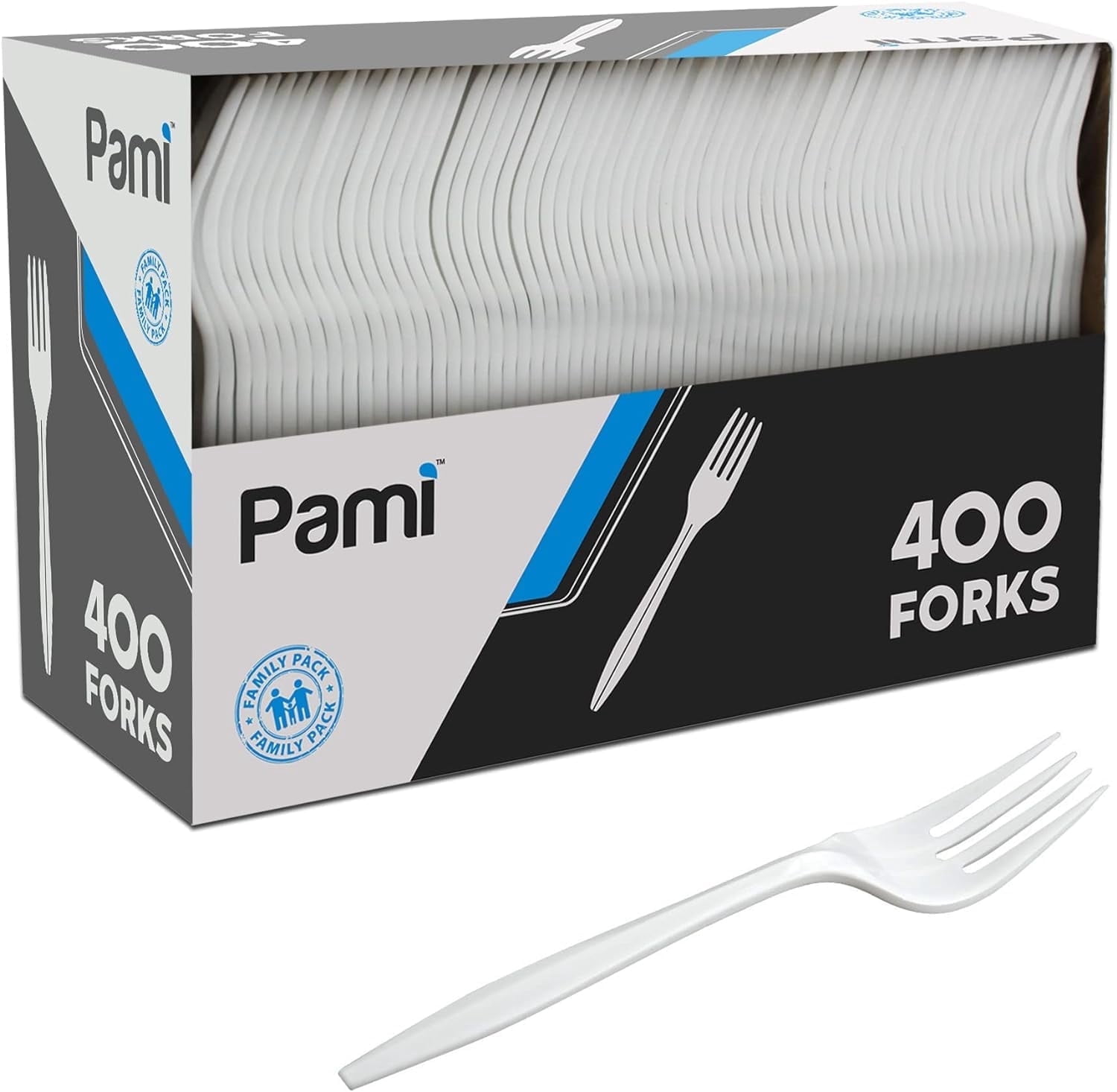 PAMI, Plastic Forks, 400-Pack, Medium-Weight Disposable Silverware ...