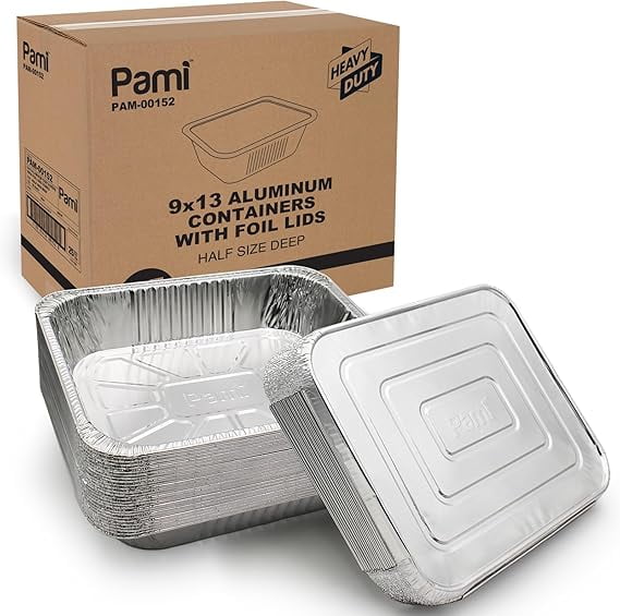 PAMI, Half Size Deep Aluminum Foil Pans with Lids, 9x13 inch, 25ct ...