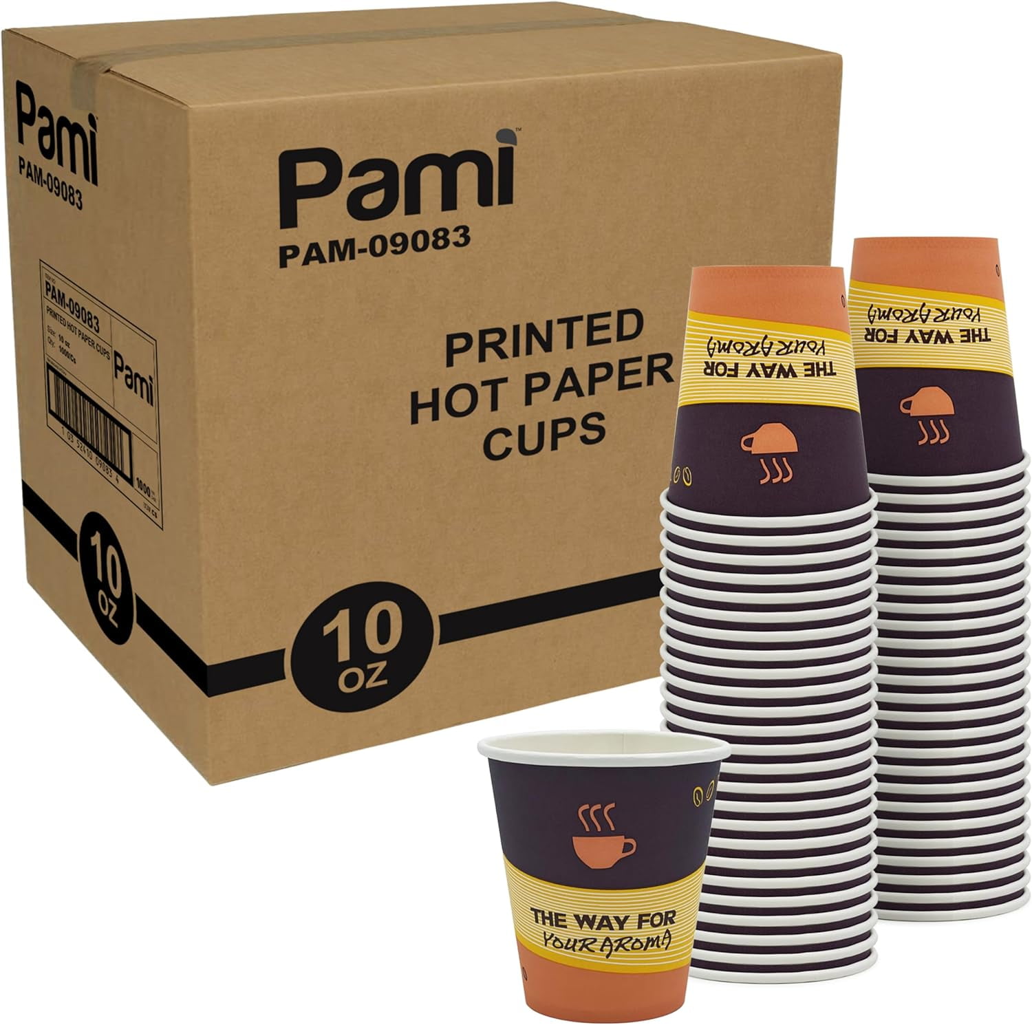PAMI Paper Cups Hot Coffee Cups Single Use Disposable Cups, 10 oz 1000 ...