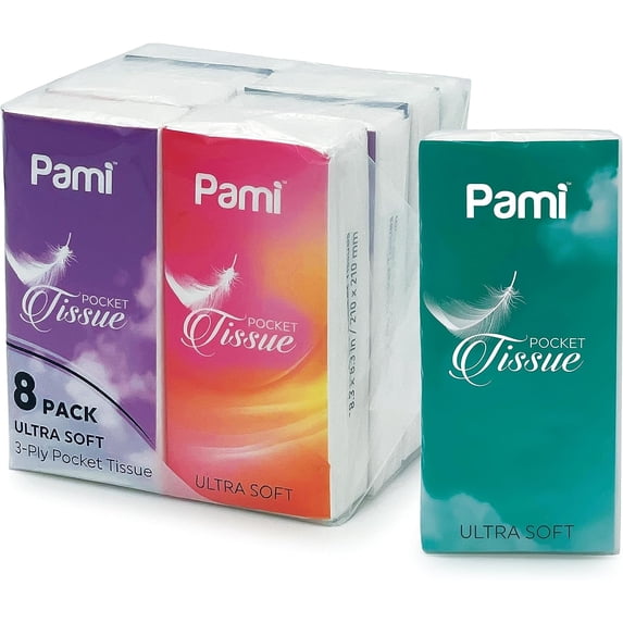 PAMI Soft Facial Tissue Paper 3-Ply Pocket Travel Tissue Pack 10 Sheets ...