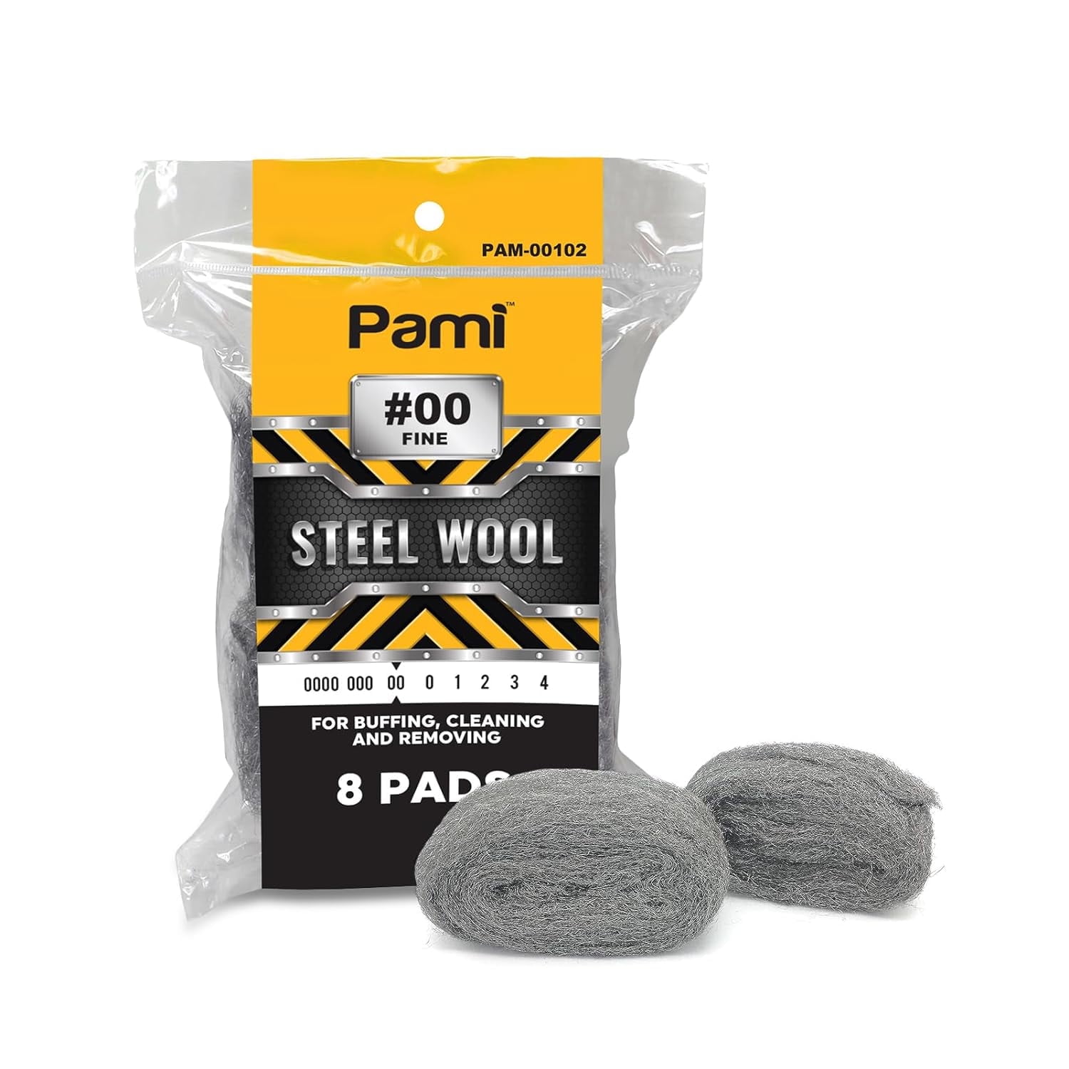PAMI Steel Wool Scrub Pads, #00 Fine, 8 pack Reusable Non-Scratch Metal ...