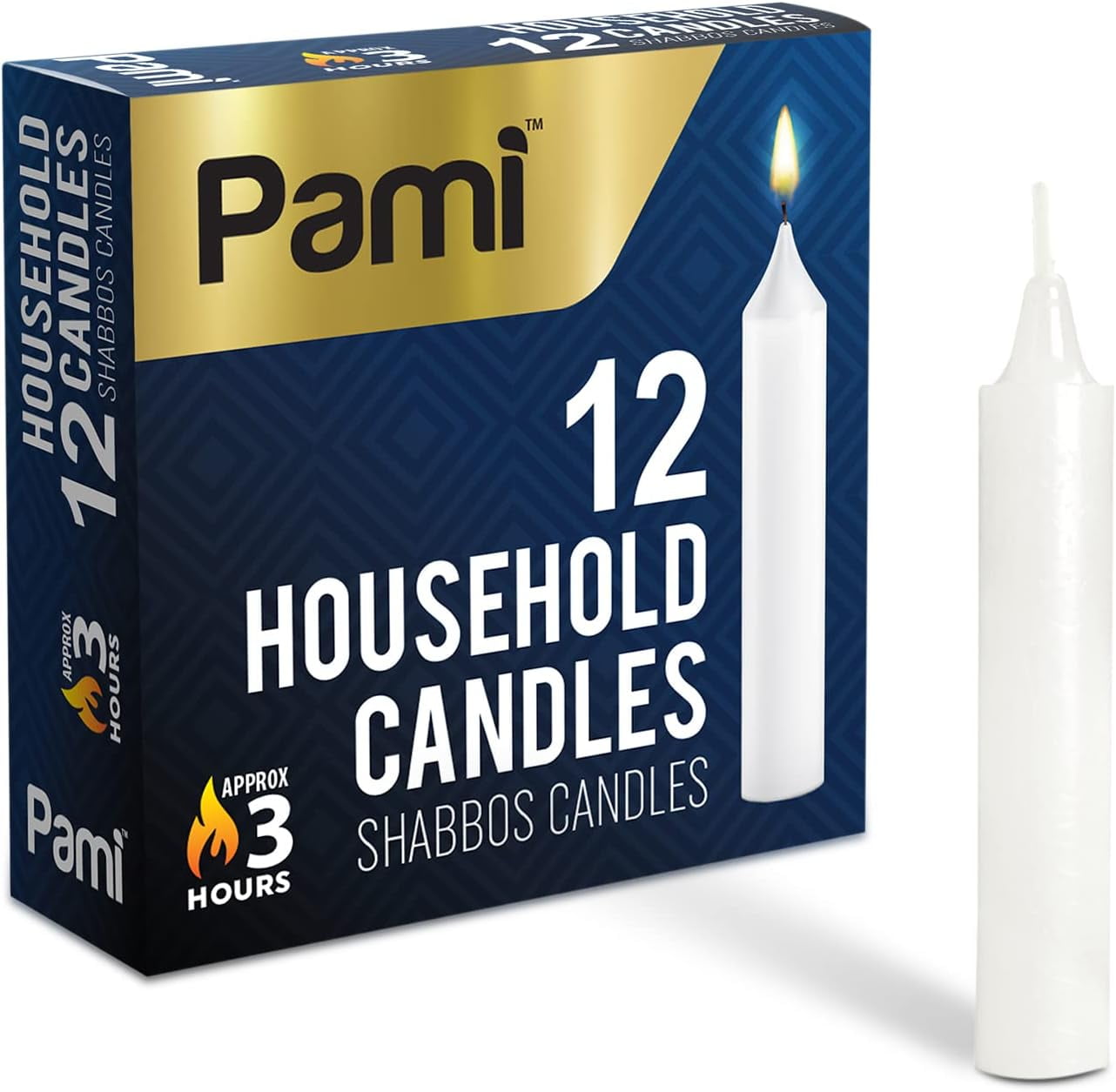 PAMI Traditional Shabbat Candles Tall Unscented Taper Candles Paraffin ...