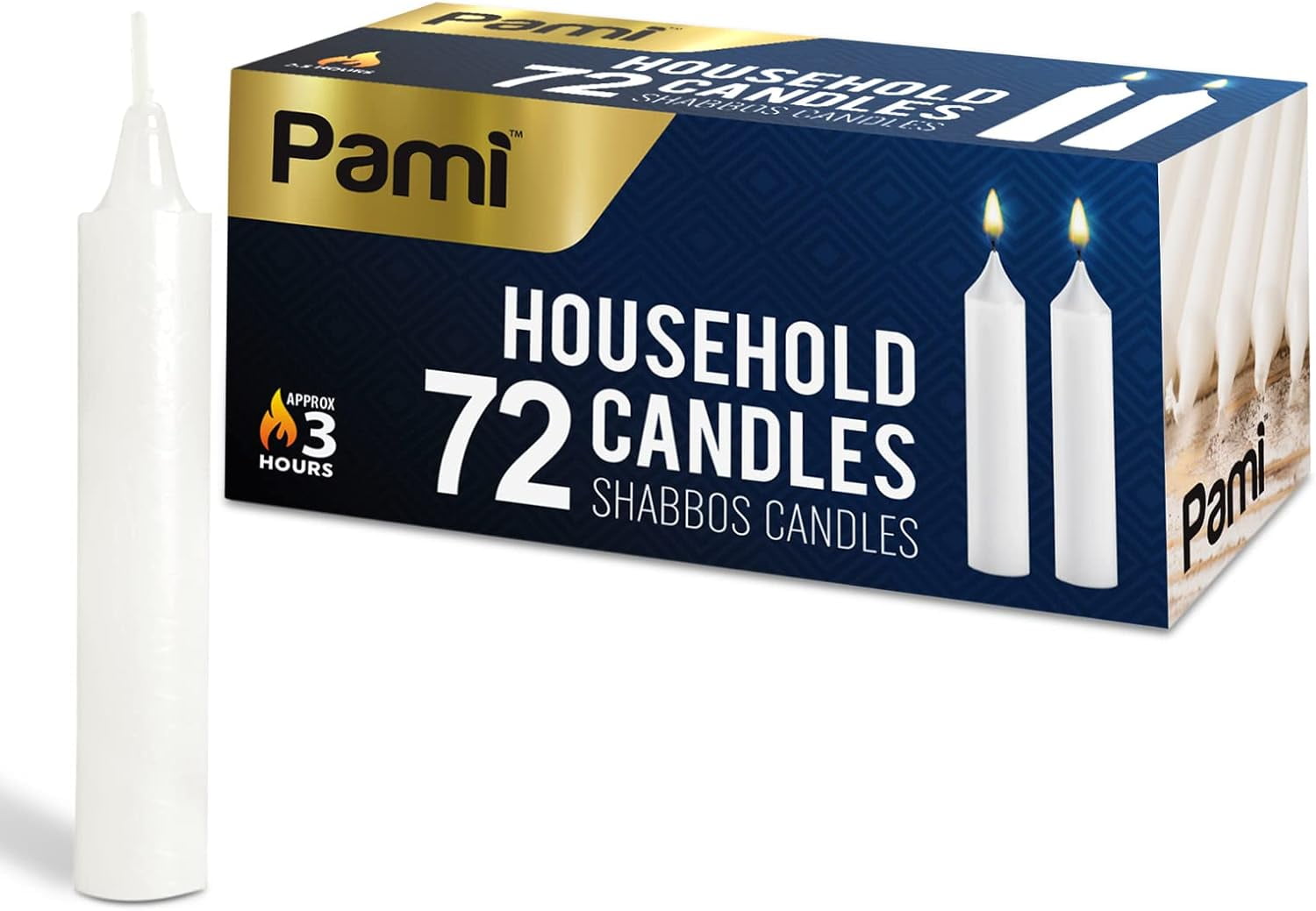 PAMI Traditional Shabbat Candles Tall Unscented Taper Candles Paraffin ...