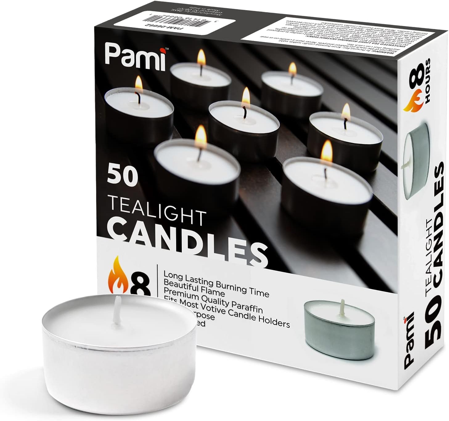 PAMI Unscented Tealight Candles, Long-Lasting Paraffin Tea Lights ...
