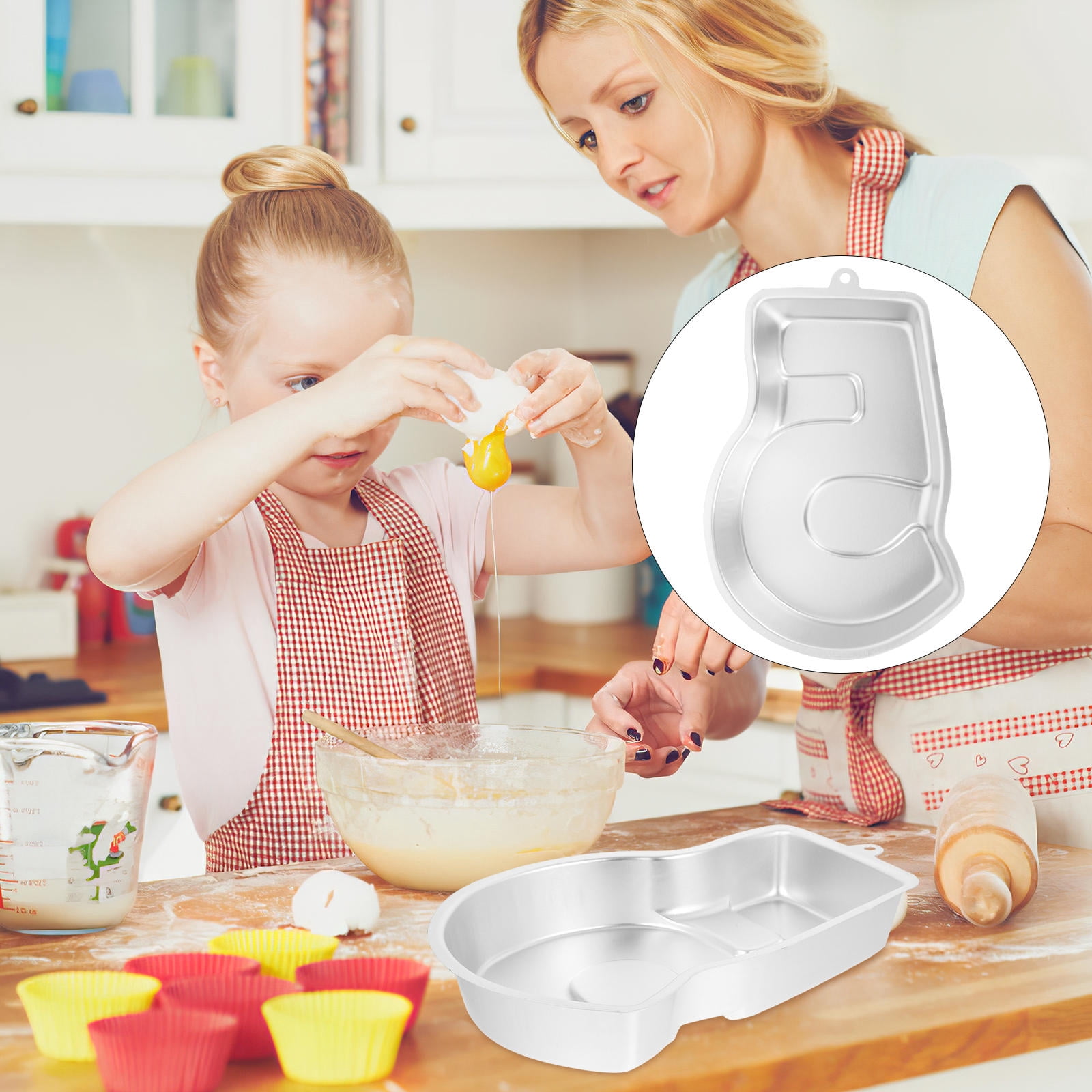 PAMINGONO Aluminum Number 5 Cake Pan Mold for Baking, Even Heat ...